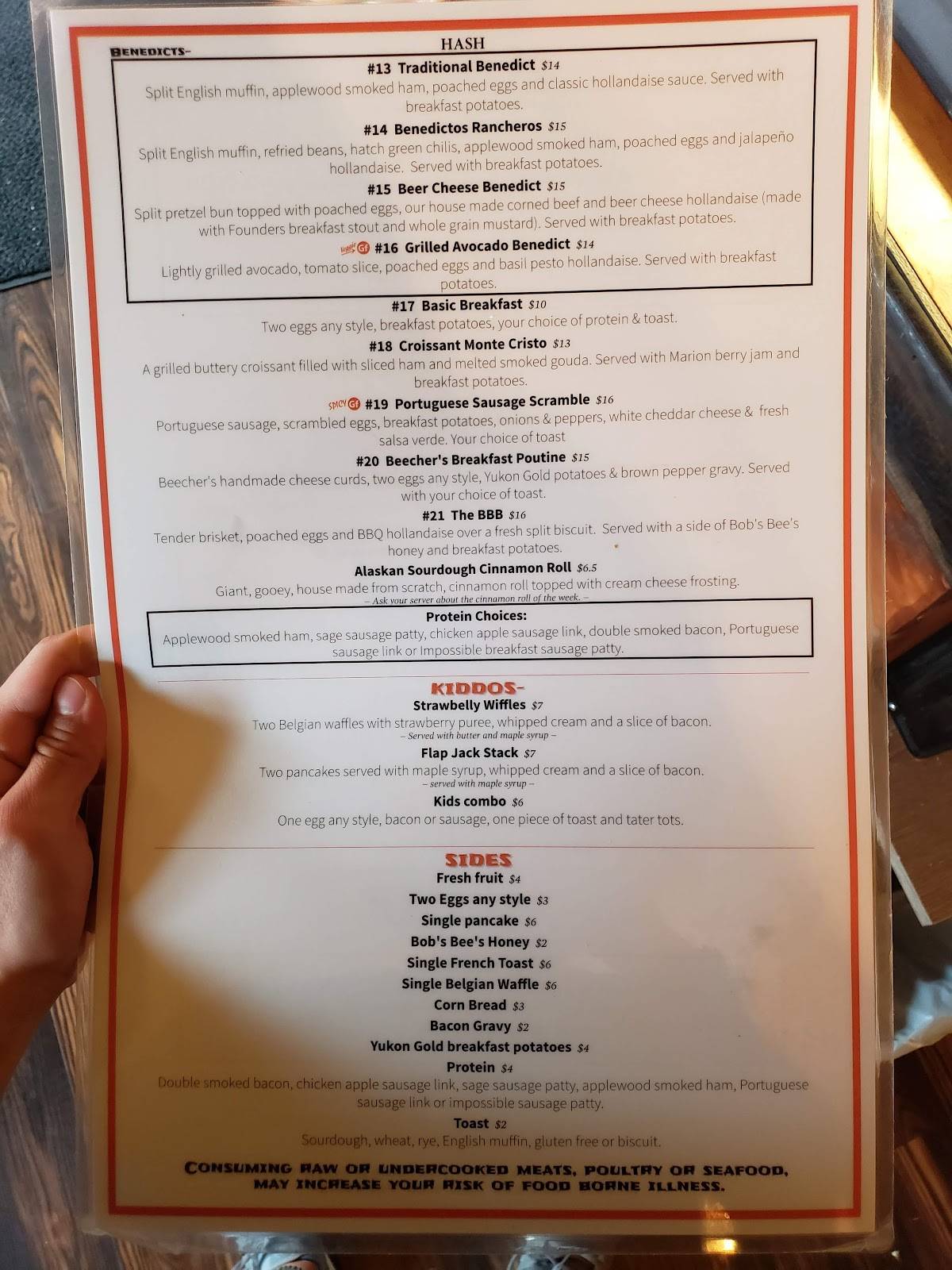 Menu at Hash restaurant, Olympia