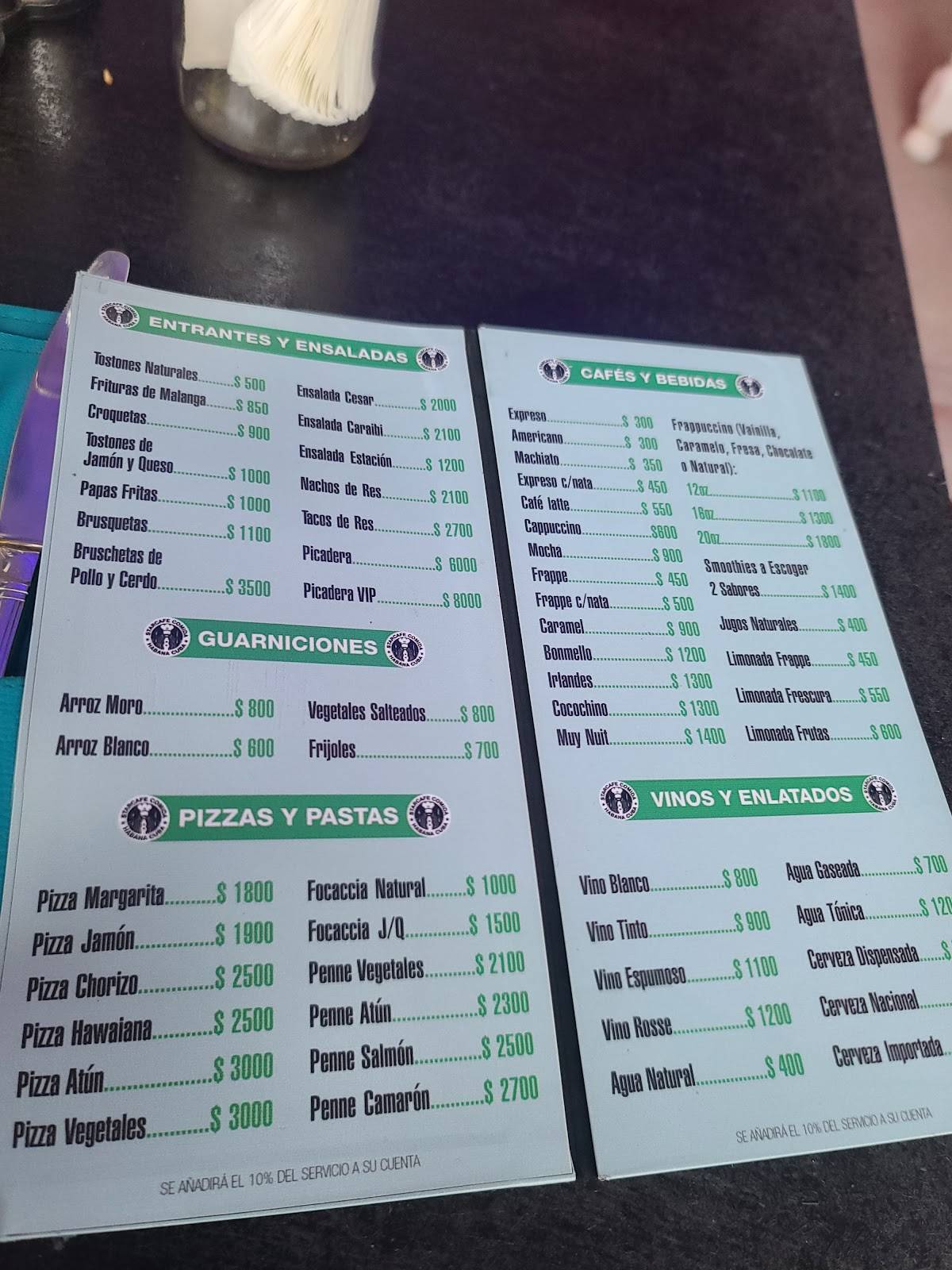 Menu at Star Cafe Restaurant - Habana Cuba, Havana