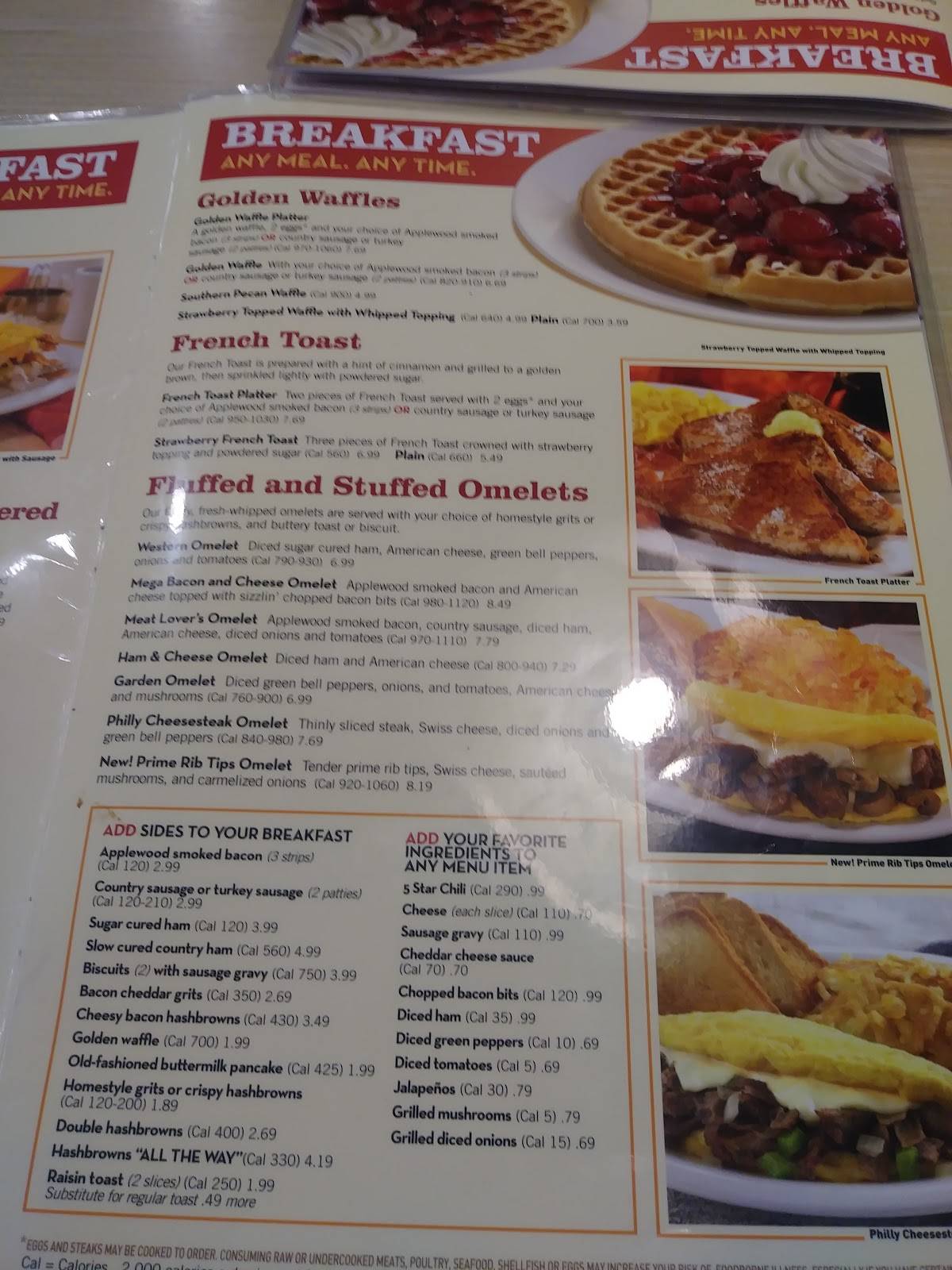 Menu at Huddle House restaurant, Hazard