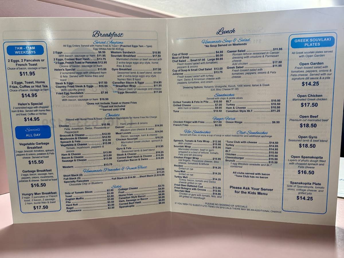 Menu at Helen's Kitchen restaurant, Harris Hill, Transit Rd