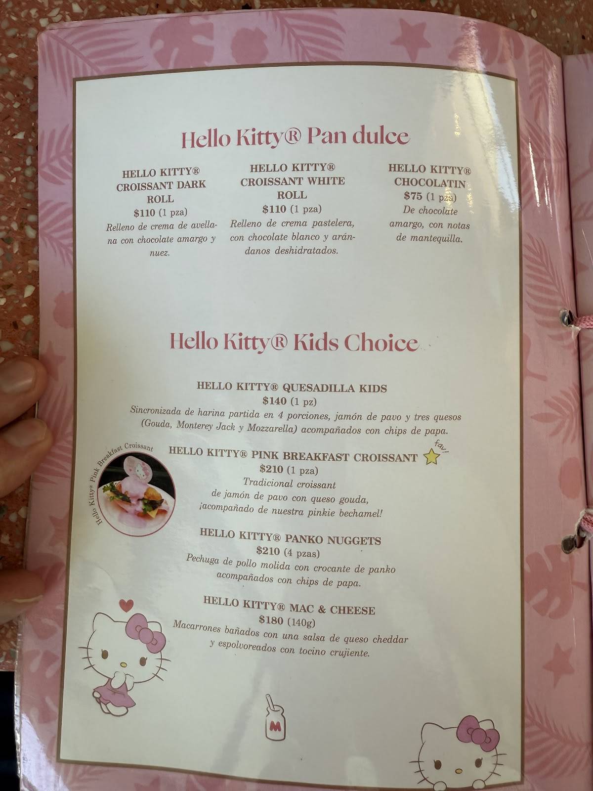 Menu at Hello Kitty Café Cancún, Cancún