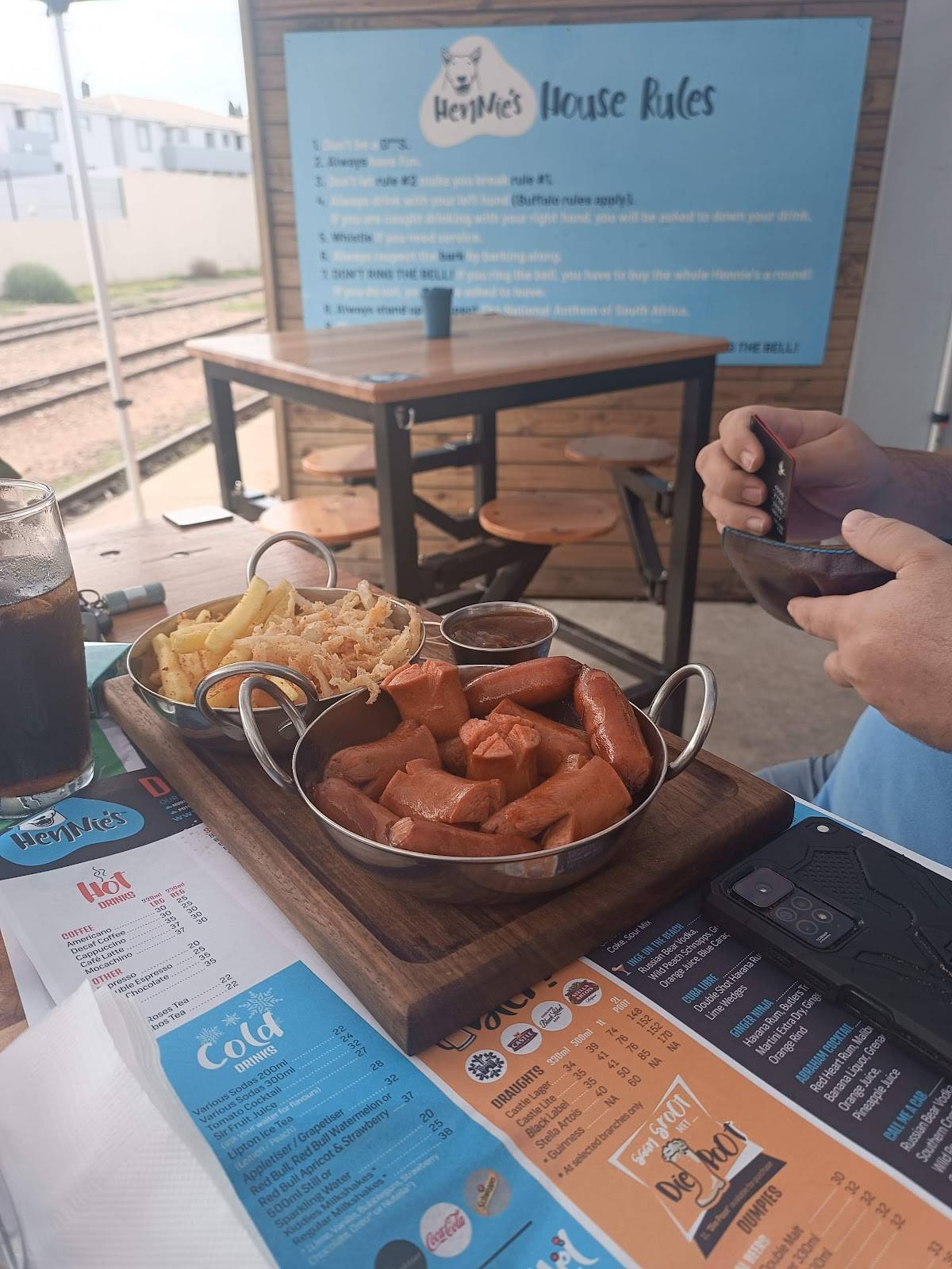 Menu at Hennie's Hartenbos Restaurant, Mossel Bay, Old Railway Station