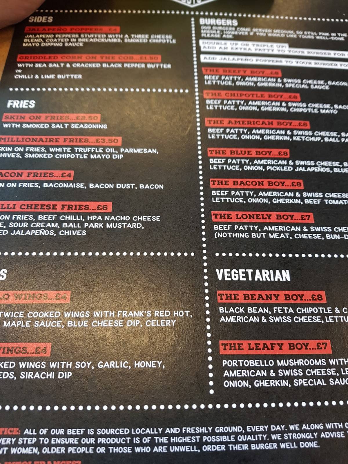 Menu at The Beefy Boys pub & bar, Hereford