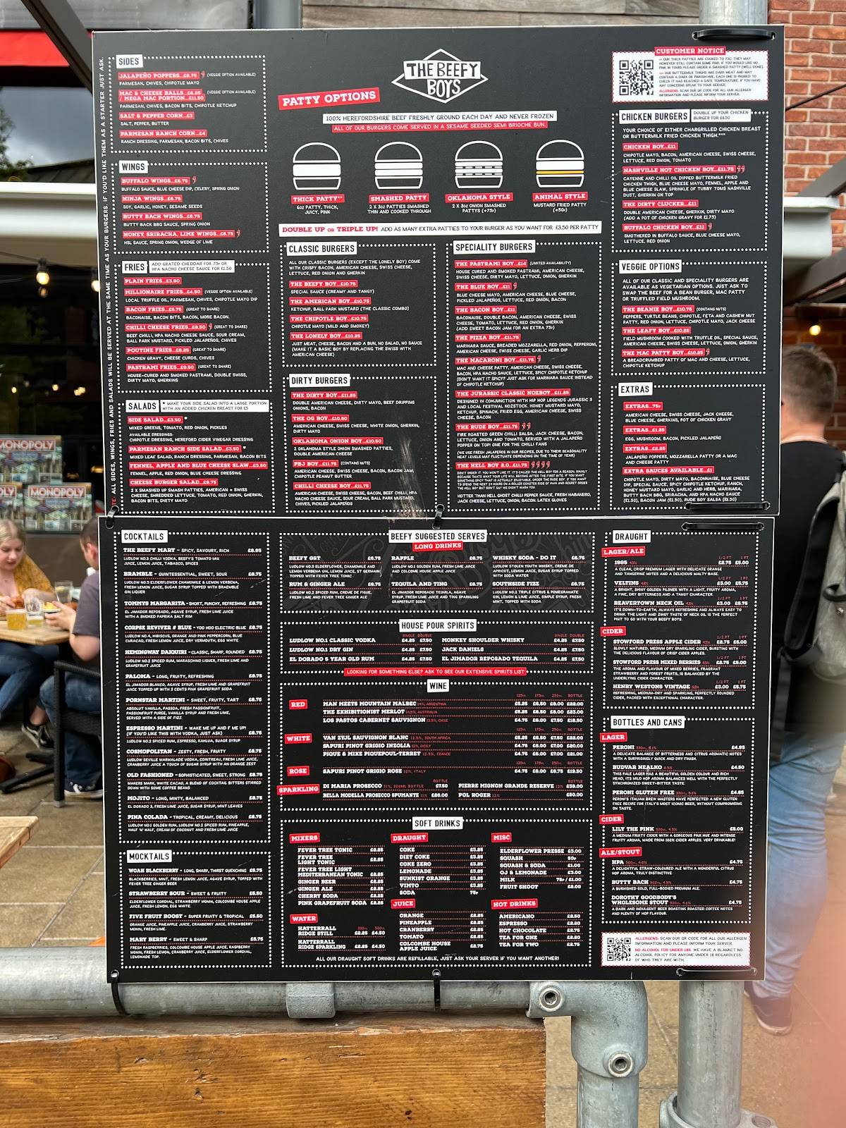 Menu at The Beefy Boys pub & bar, Hereford