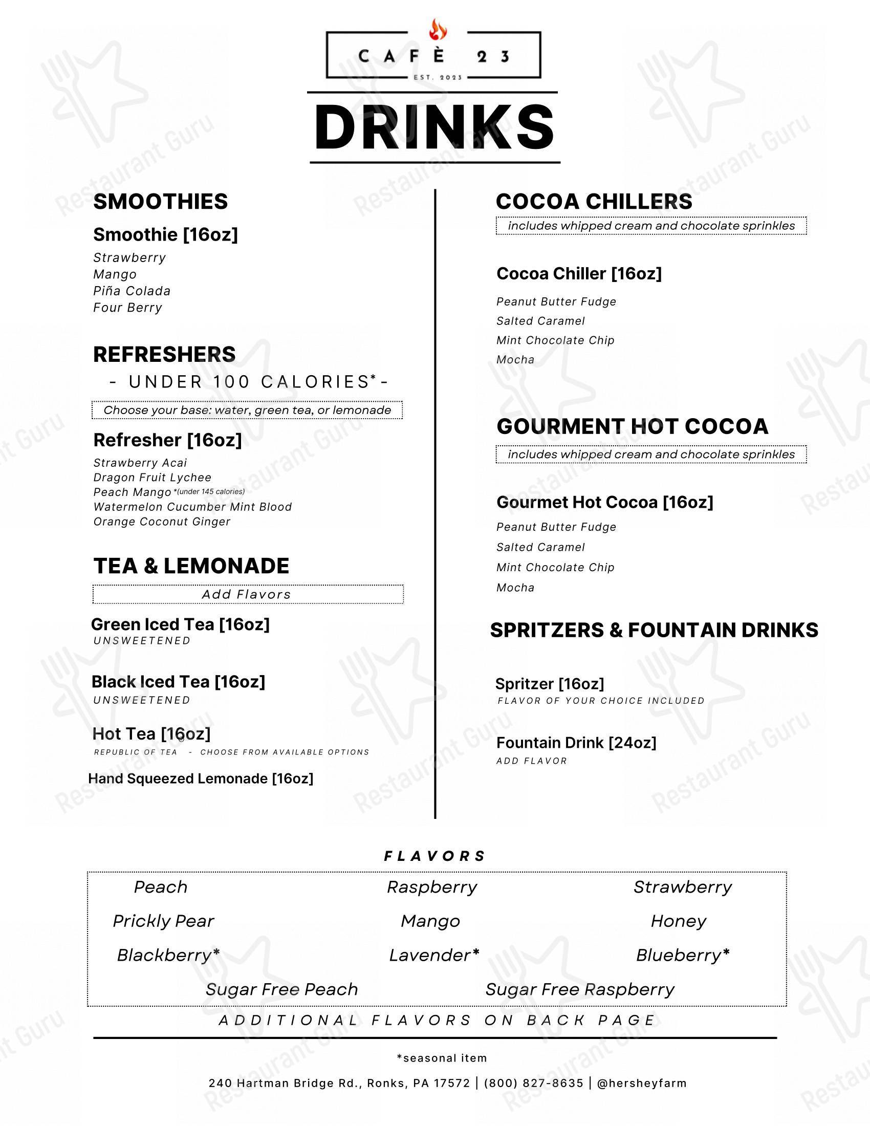 Menu at Hershey Farm Restaurant, Strasburg