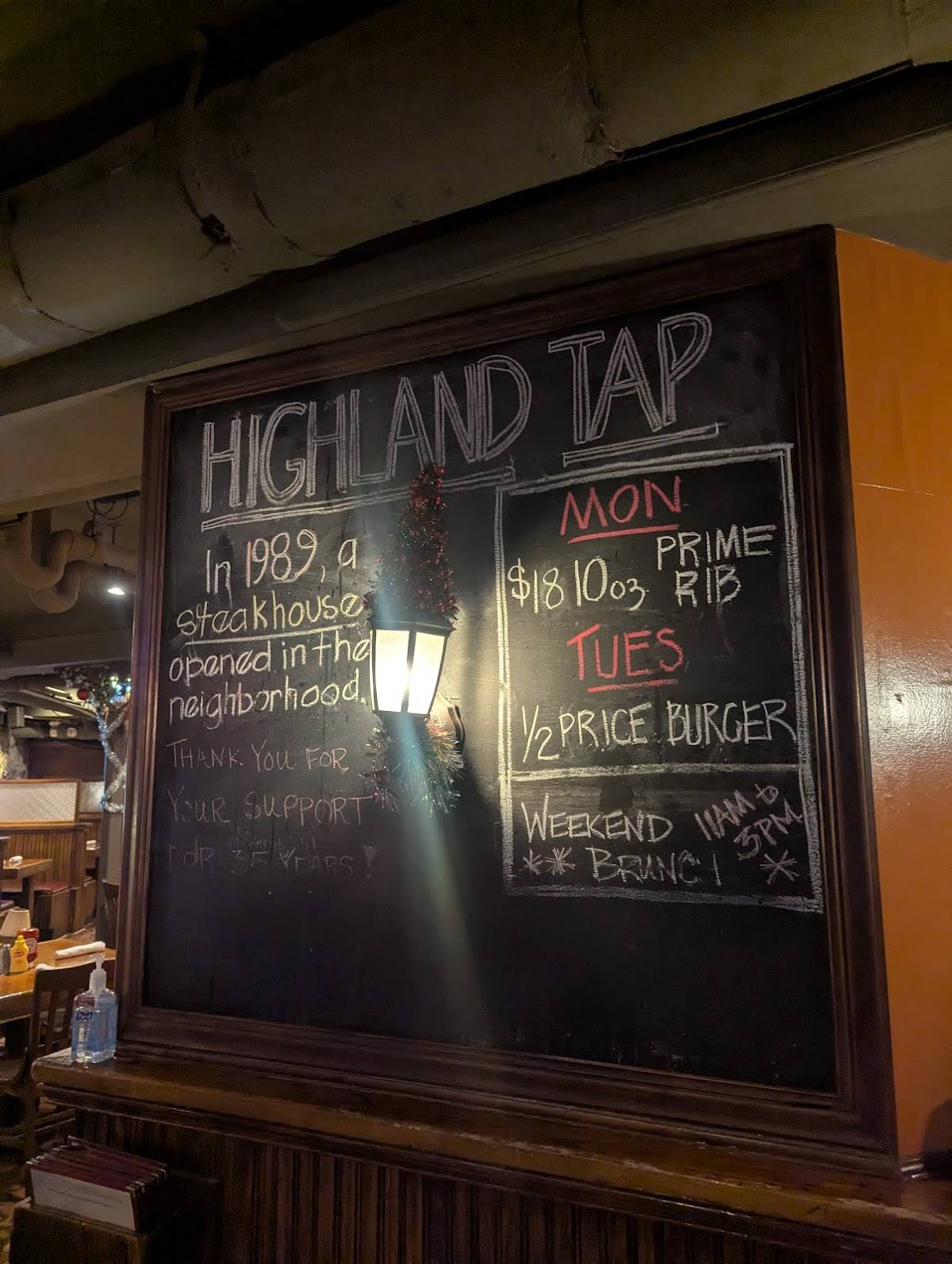 Menu at Highland Tap pub & bar, Atlanta