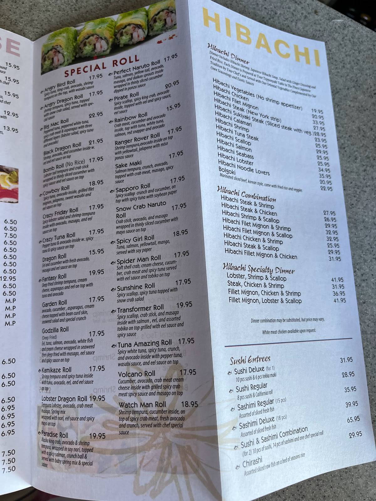 Menu at OKKO Japanese Sushi & Hibachi Restaurant, Hilton Head Island