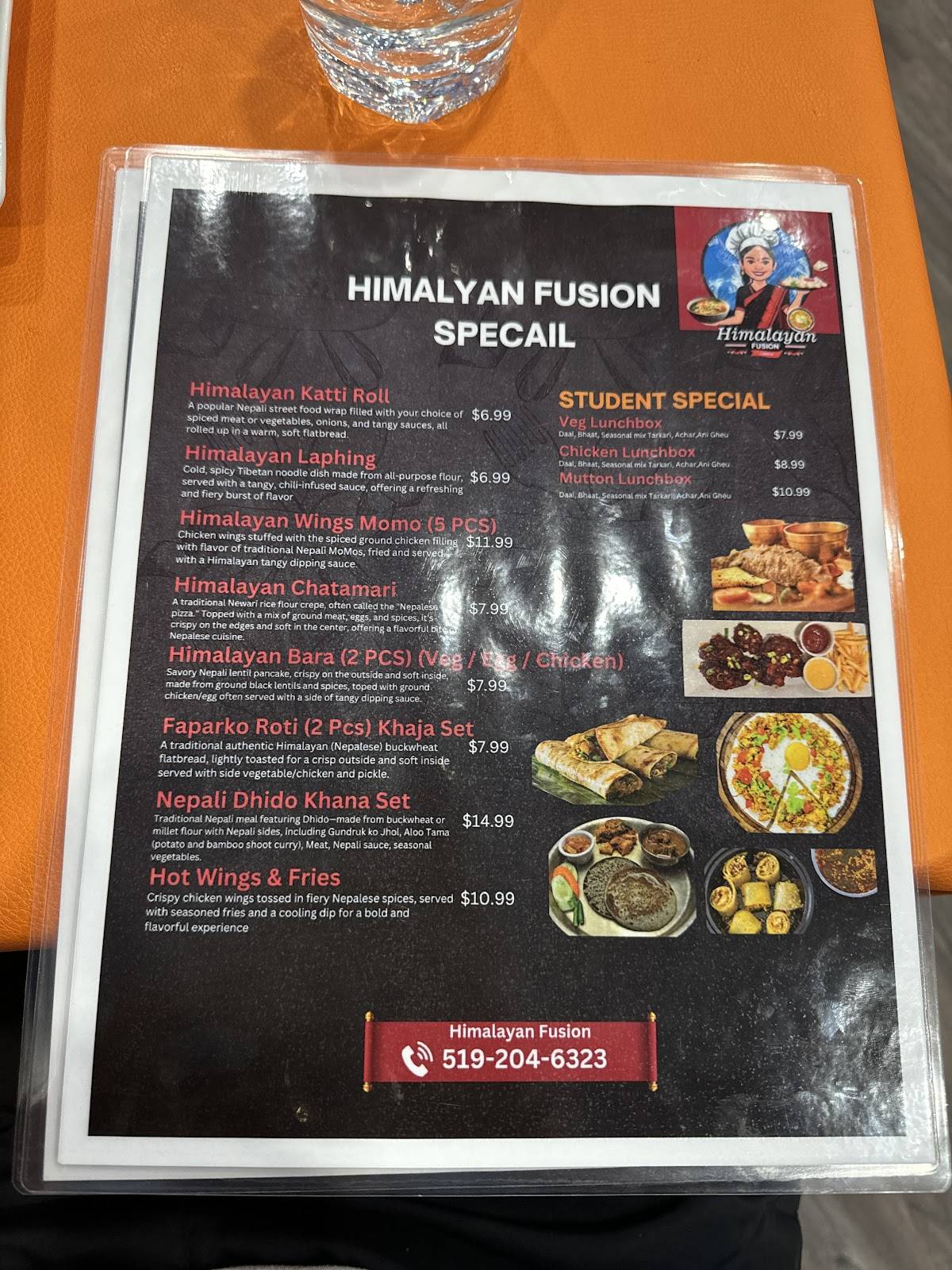 Menu at Himalayan Fusion -Nepalese Restaurant in London, Ontario, London