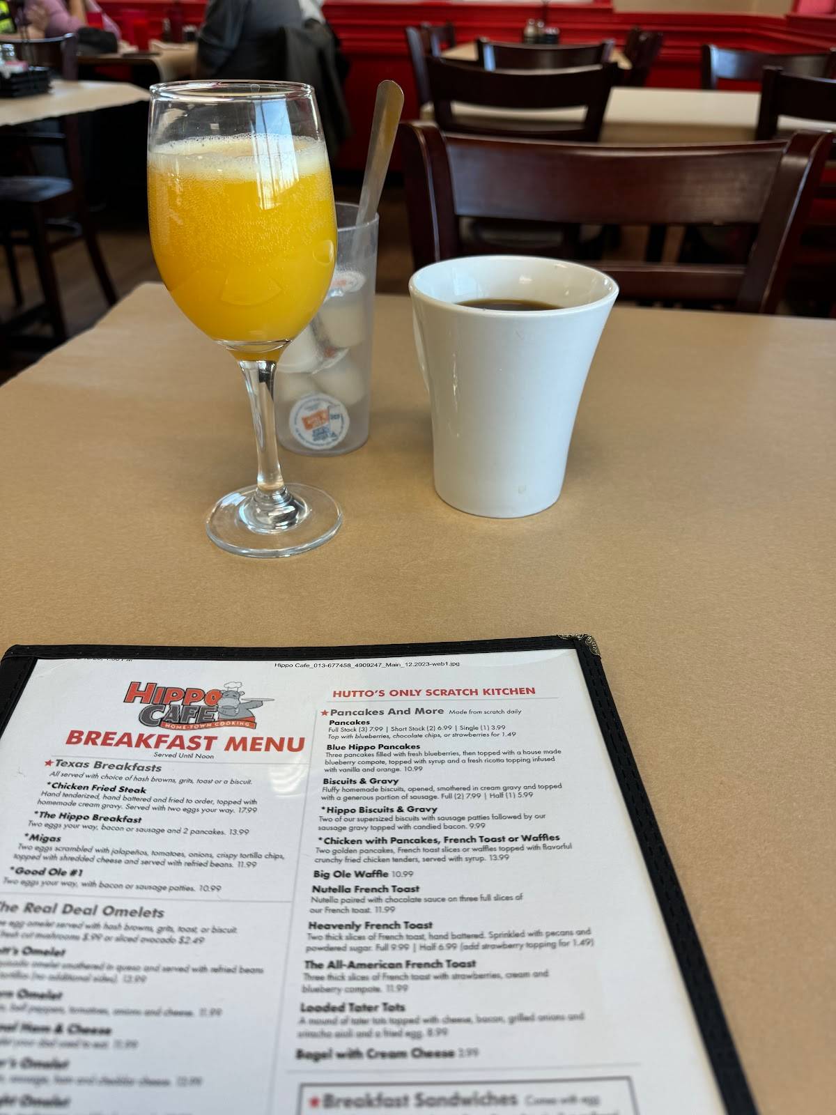 Menu at Hippo Café restaurant, Hutto