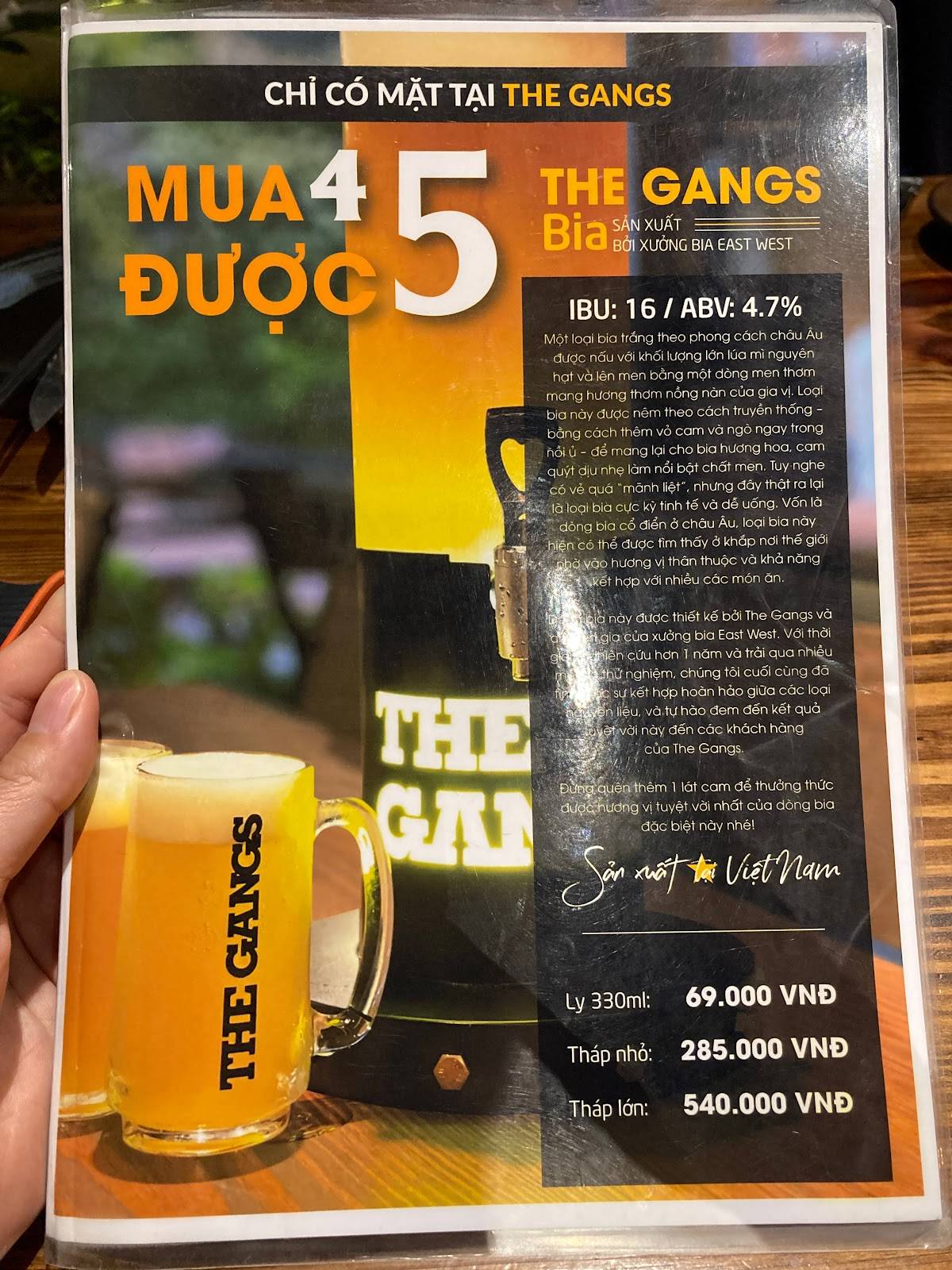 Carta del restaurante The Gangs Central, Ciudad Ho Chi Minh (Saigón)