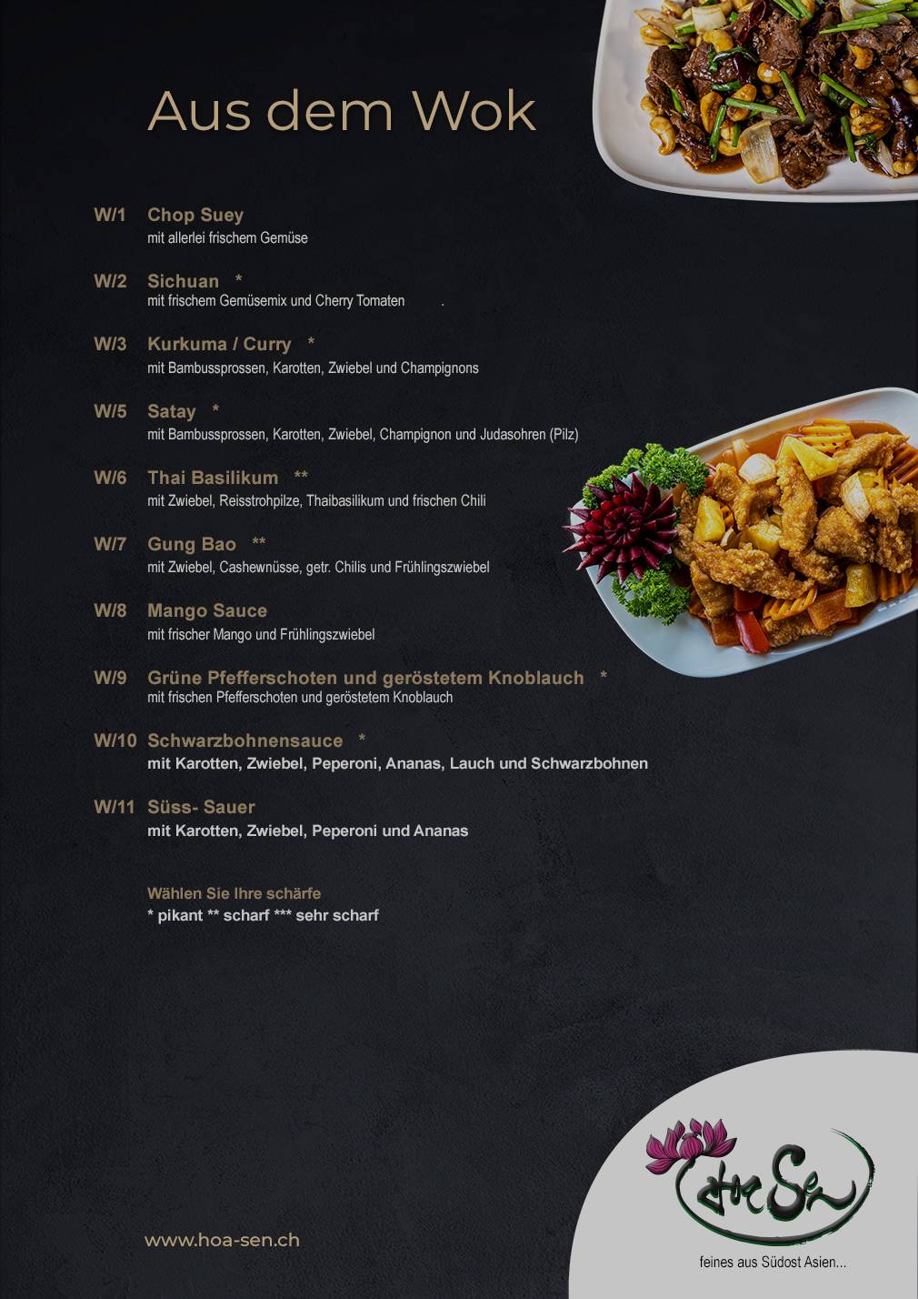 Menu at Hoa-Sen, Derendingen