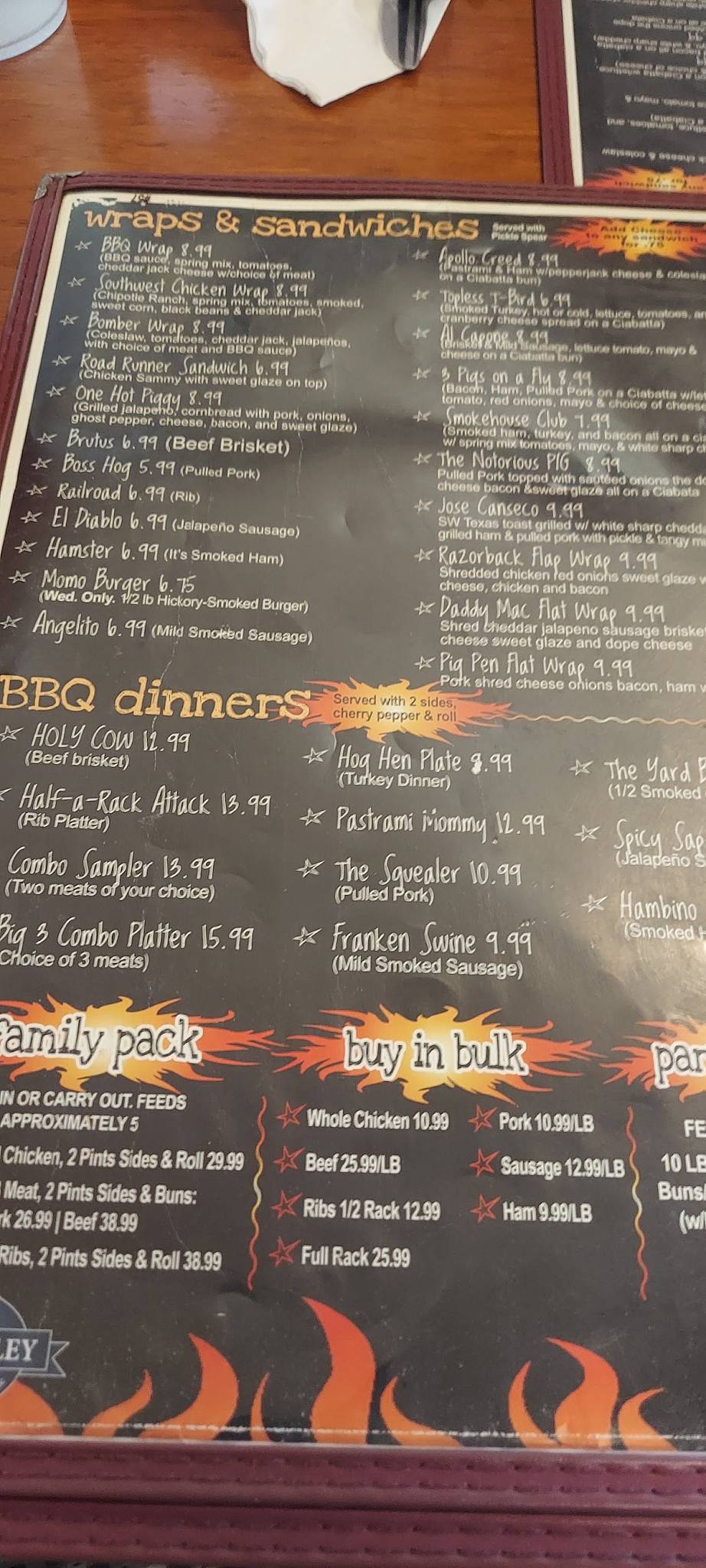 Menu at Holy Smokes BBQ, Mountain Home, 400 AR-201