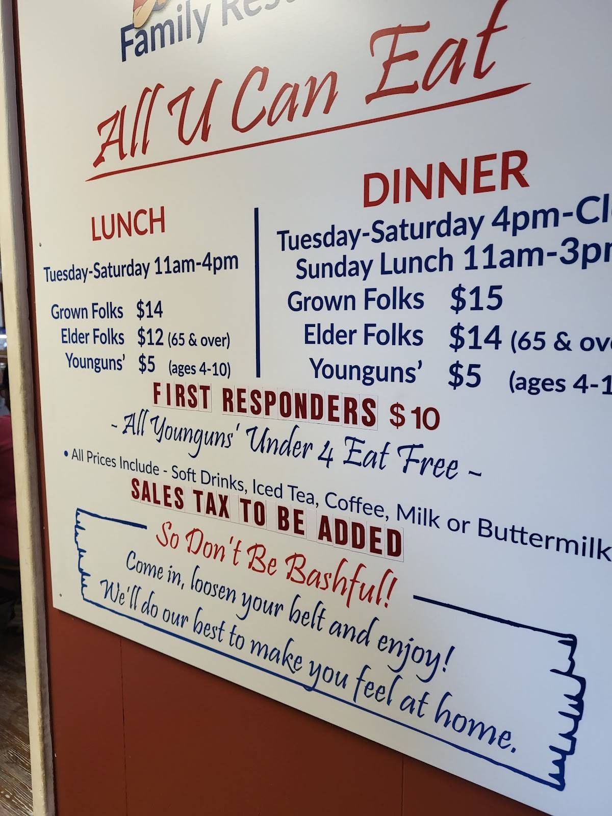 Menu at Home Folks Family Restaurant, Soddy-Daisy