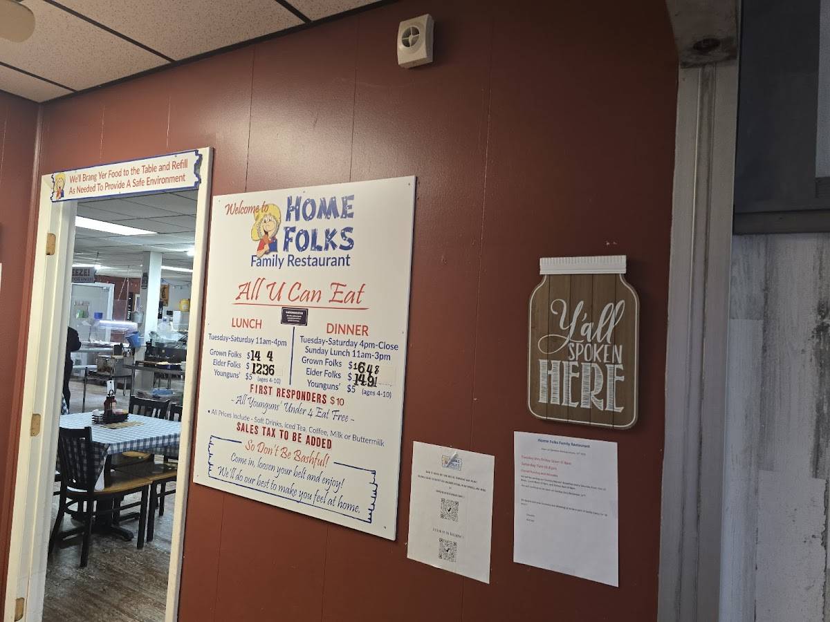 Menu at Home Folks Family Restaurant, Soddy-Daisy