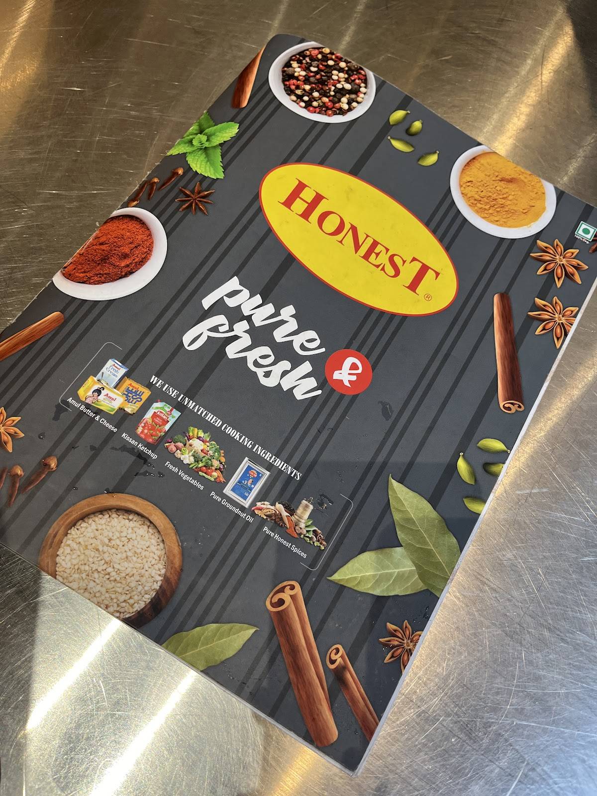 Menu at Honest, Mount Abu