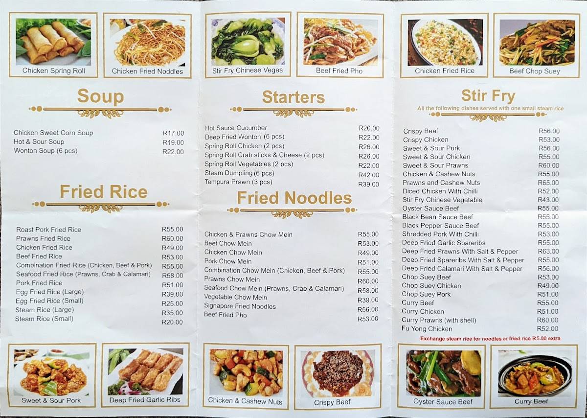 Menu at HongKong Kitchen restaurant, Brakpan