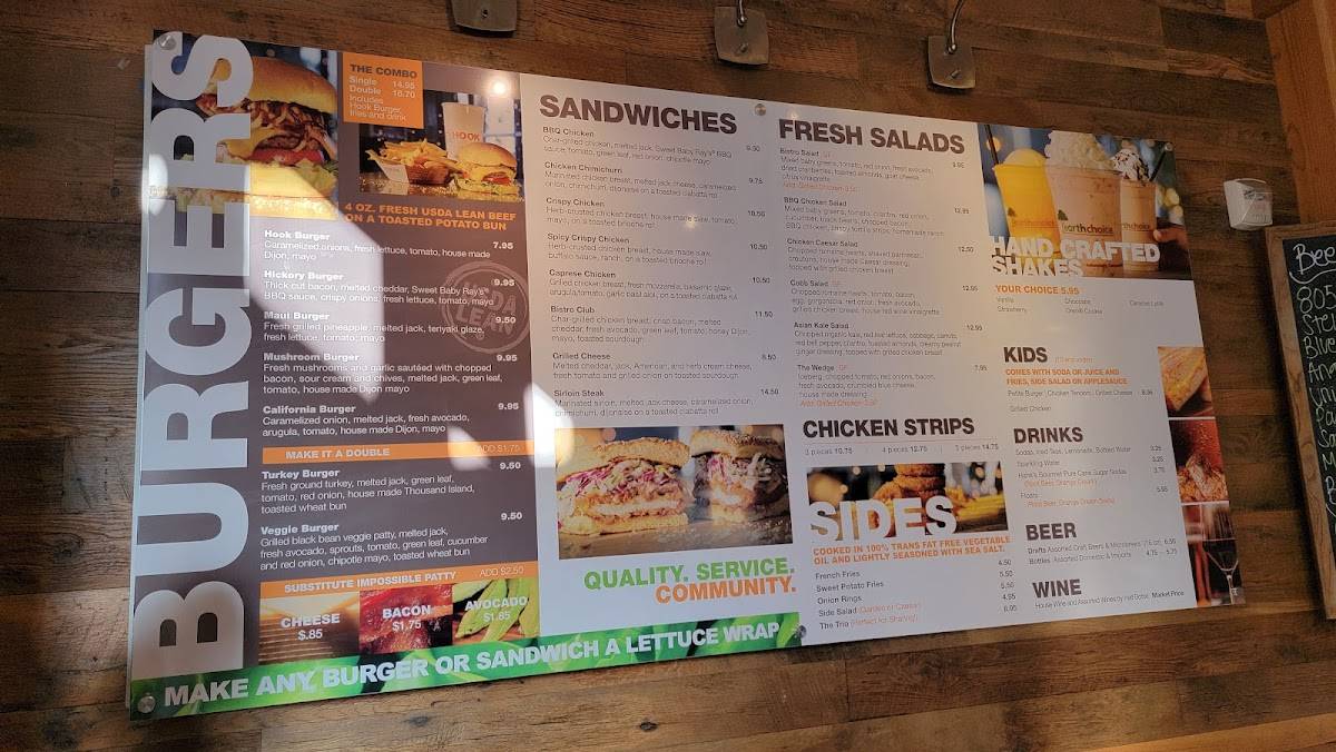 Menu at Hook Burger restaurant, Pasadena, E Foothill Blvd