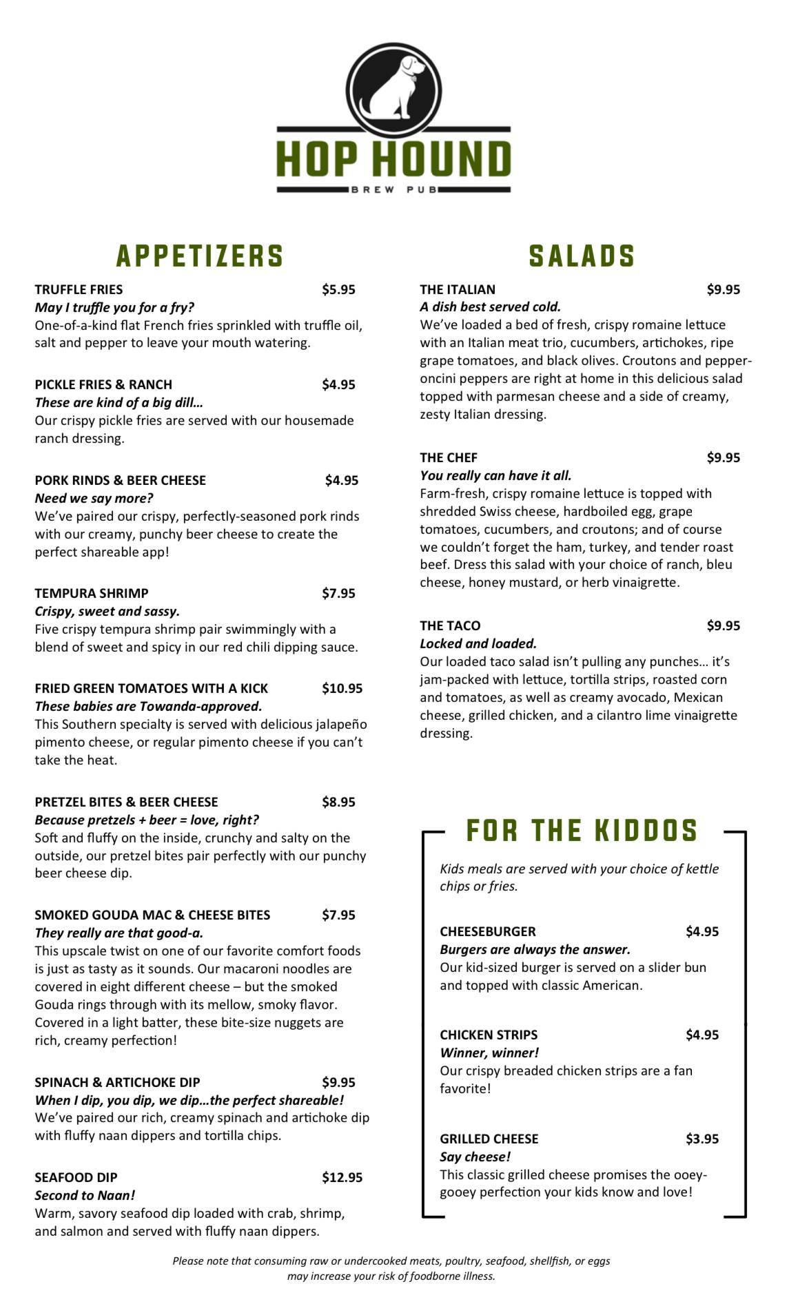 Menu at Hop Hound Brew Pub, Murray, 912 S 12th St