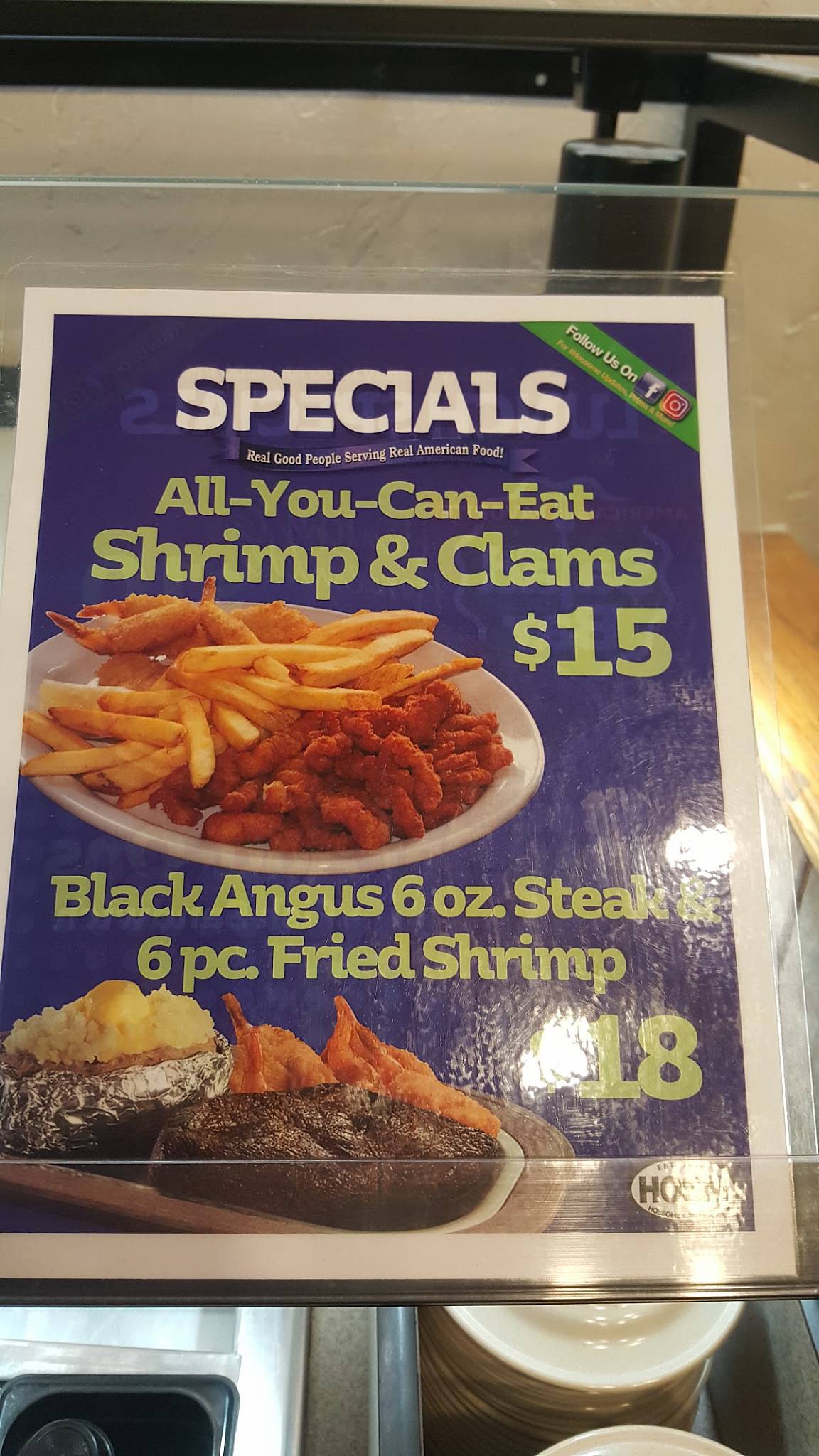 Menu at Hoss's Steak & Sea House steakhouse, Martinsburg