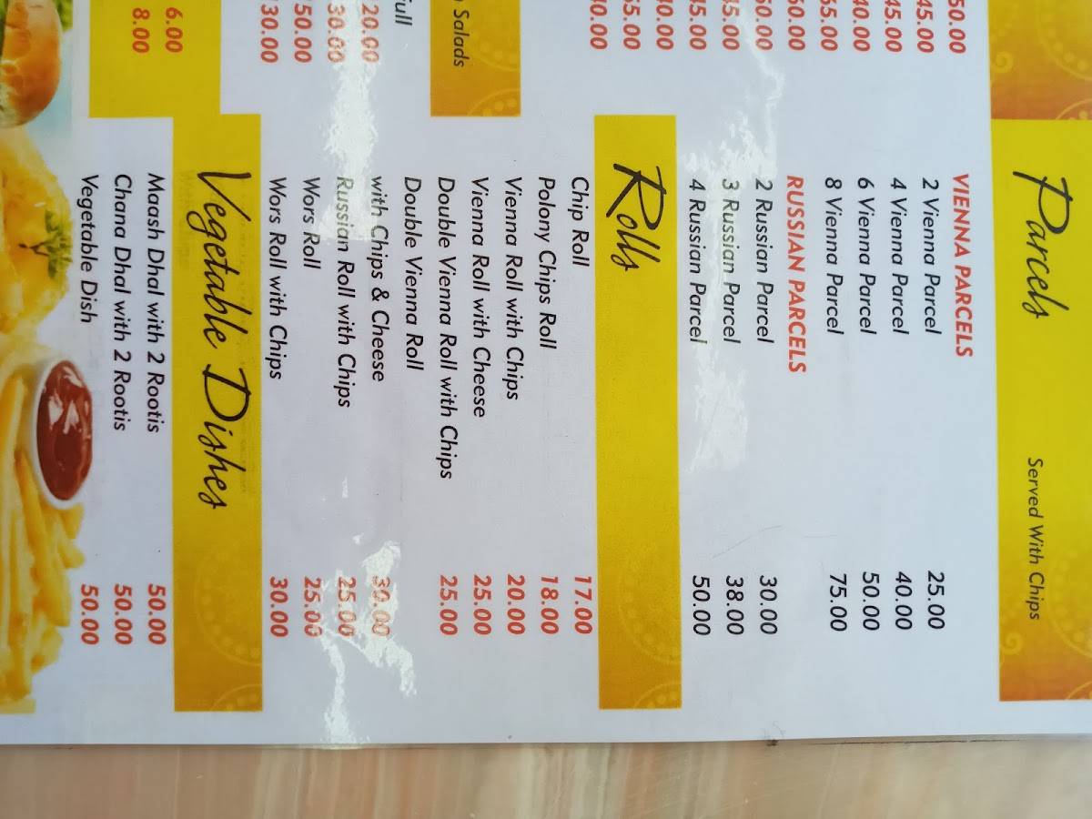 Menu at Hot Stuff restaurant, Cape Town, Carlton Rd