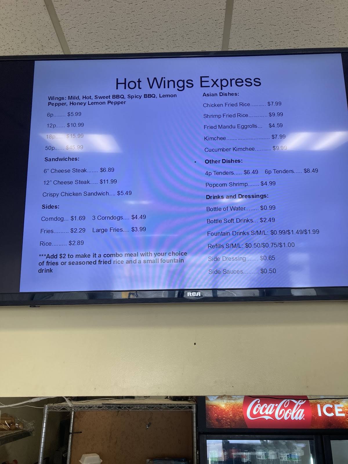 Carta de comida rápida Hot Wings Express, Phenix City