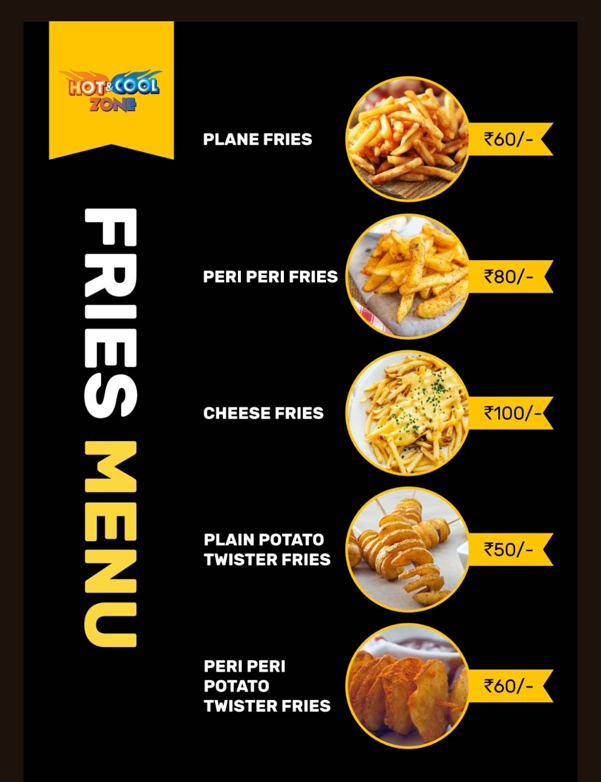 Menu at Hot & Cool Zone, Jintur