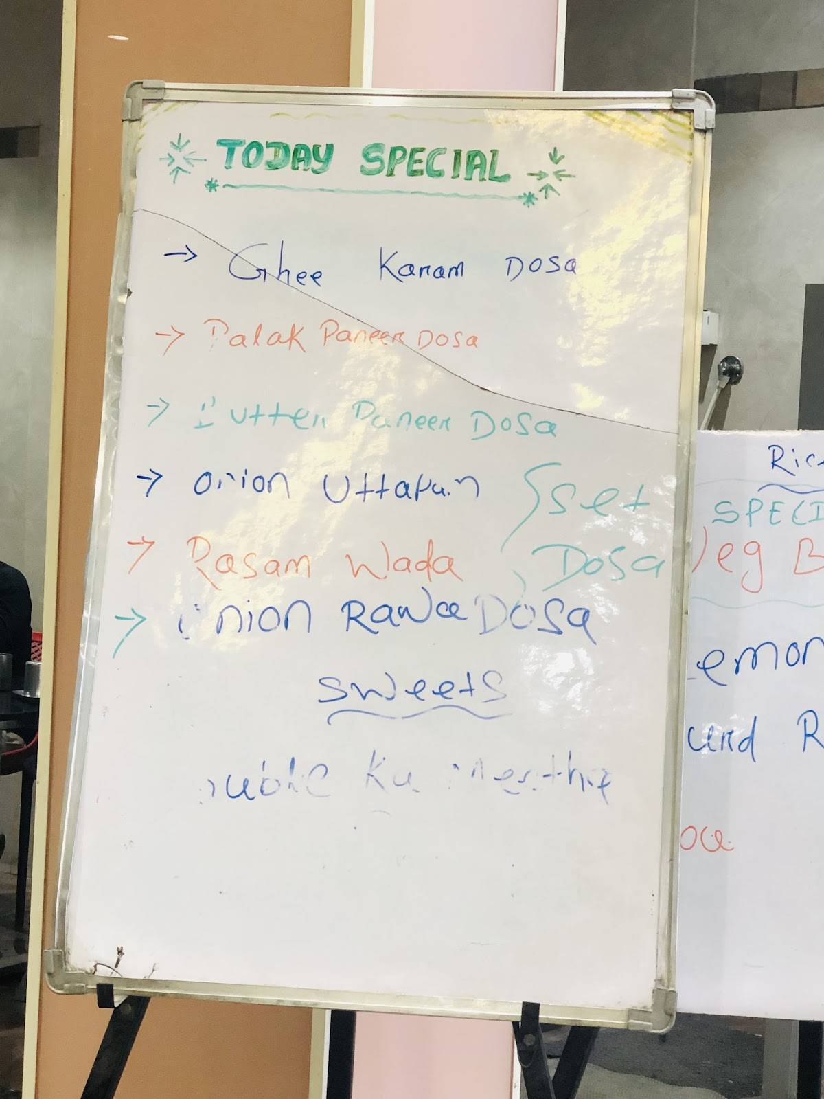 Menu at Hotel Sabzi, Hyderabad