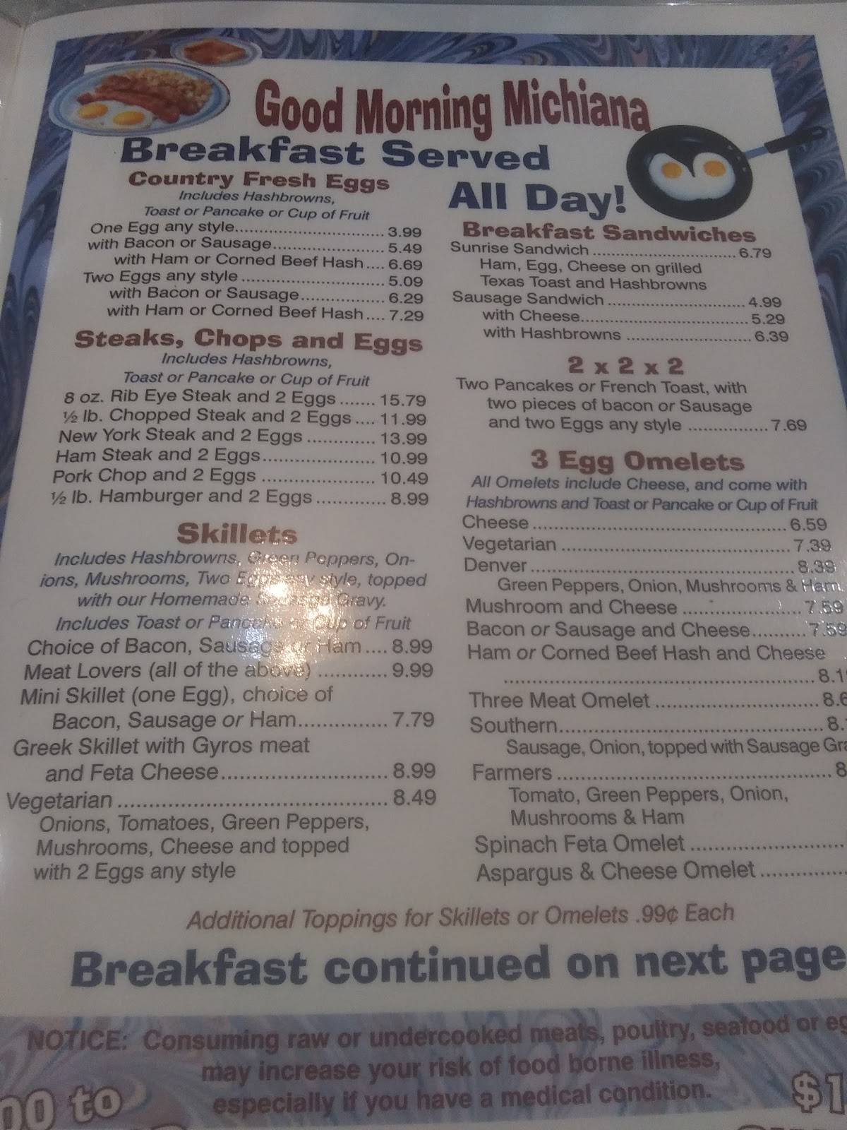 Menu at Howe restaurant, Howe, IN-9