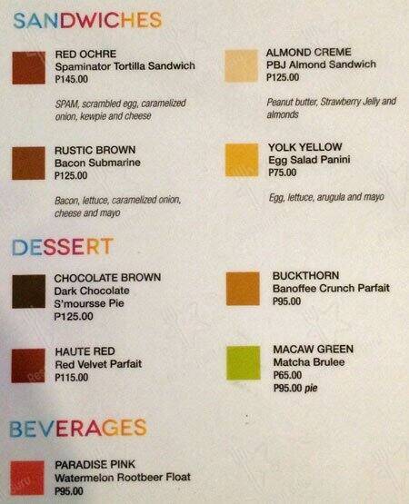 Carta de Hue Cafe Ph, Ciudad Quezon, Second Floor