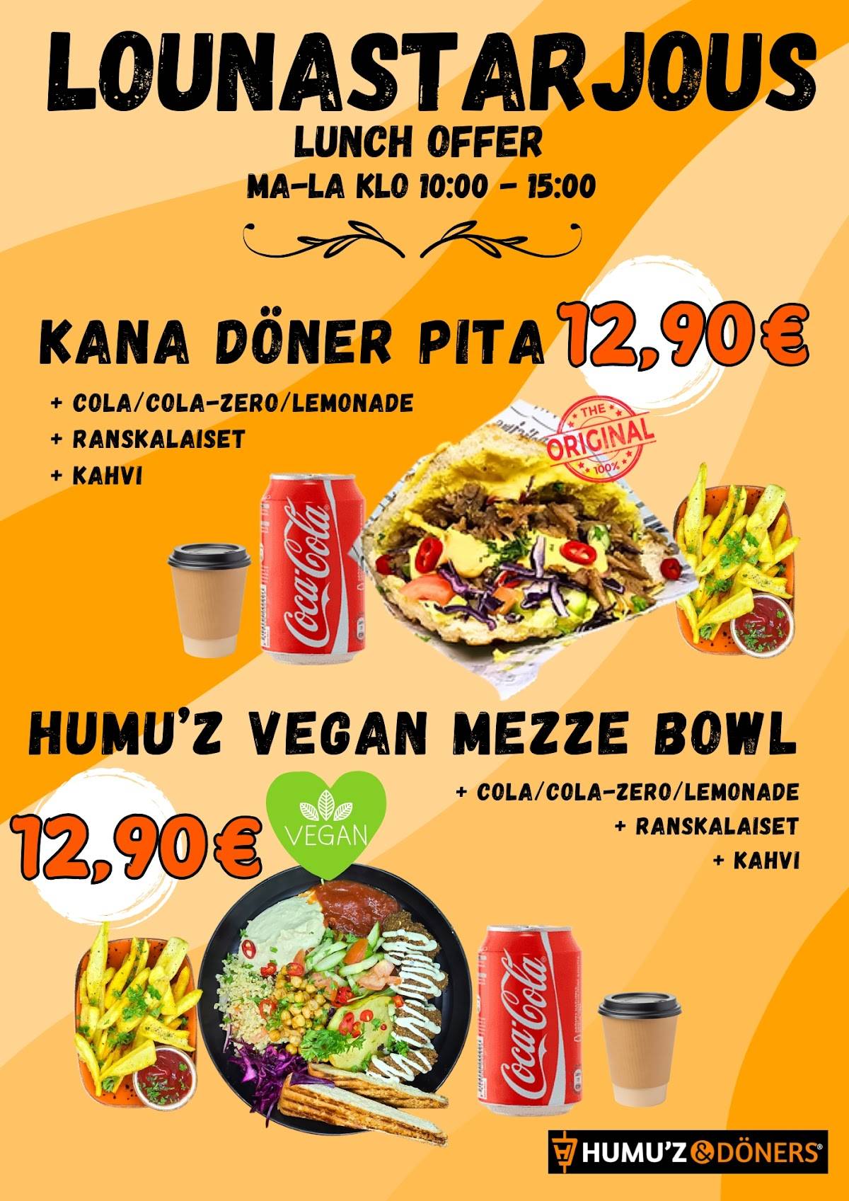 Menu at Humu'z & Döners Hakaniemi restaurant, Helsinki