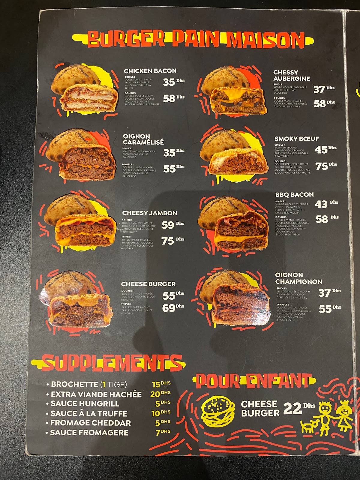 Menu at Hungrill restaurant, Casablanca