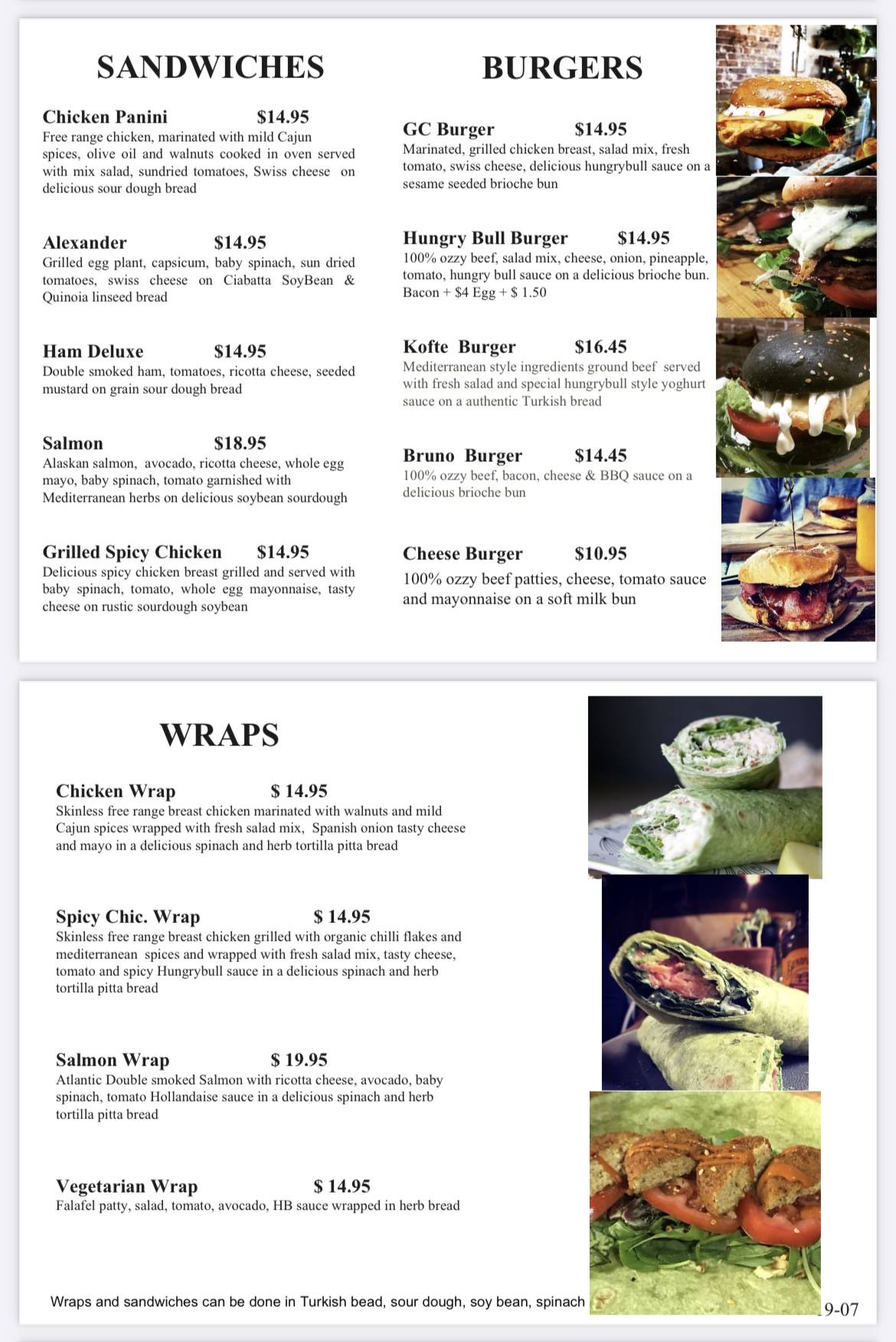 Menu at Hungry Bull Co. Balmain cafe, Balmain