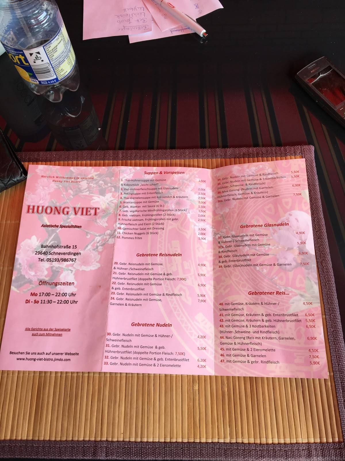 Speisekarte von Huong-Viet Bistro restaurant, Schneverdingen