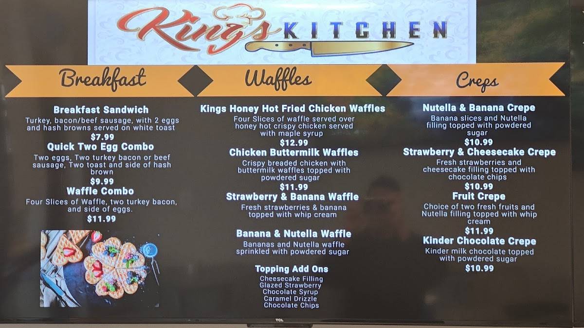 Menu at Kings kitchen restaurant, Hurricane