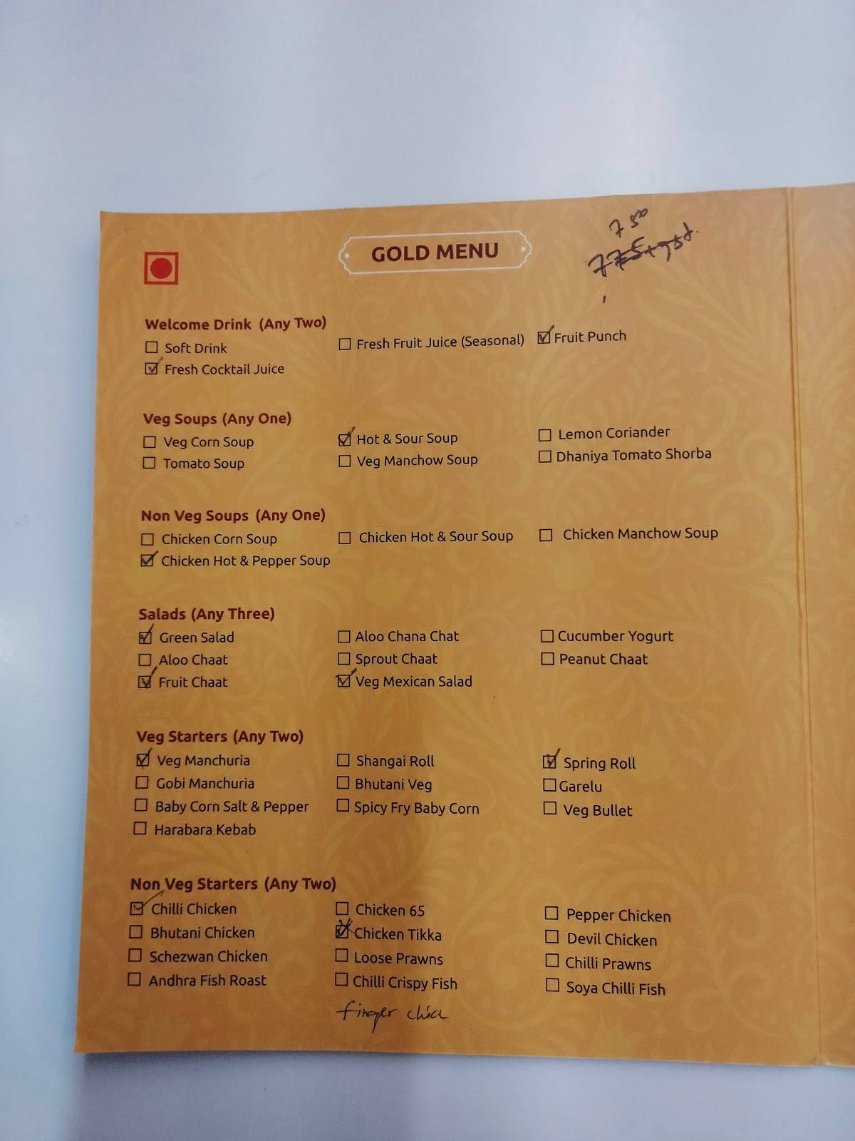Menu at HOTEL TULIPS GRAND, Hyderabad, Turka yamjal