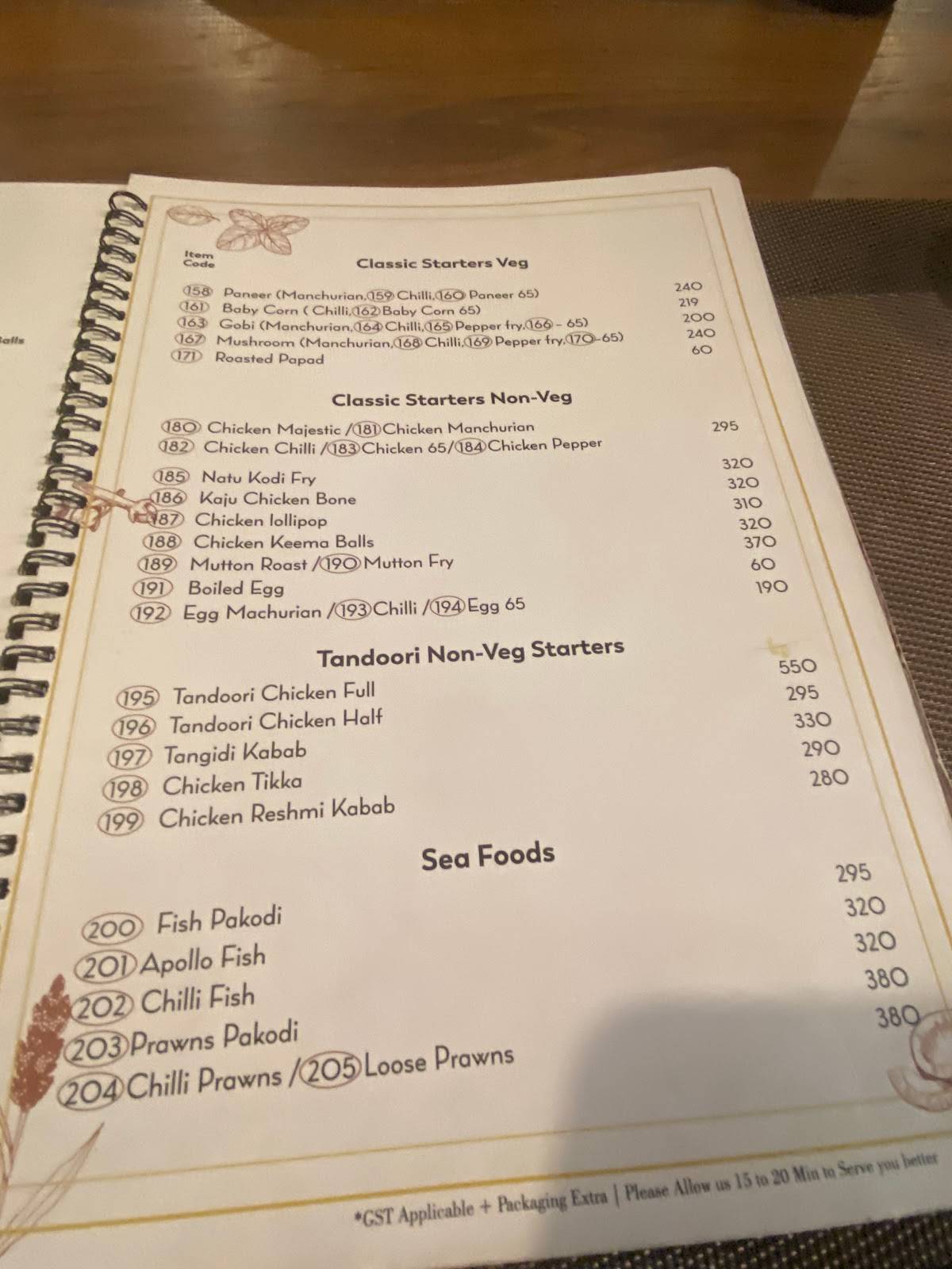 Menu at Kritunga Restaurant - Nagole, Hyderabad
