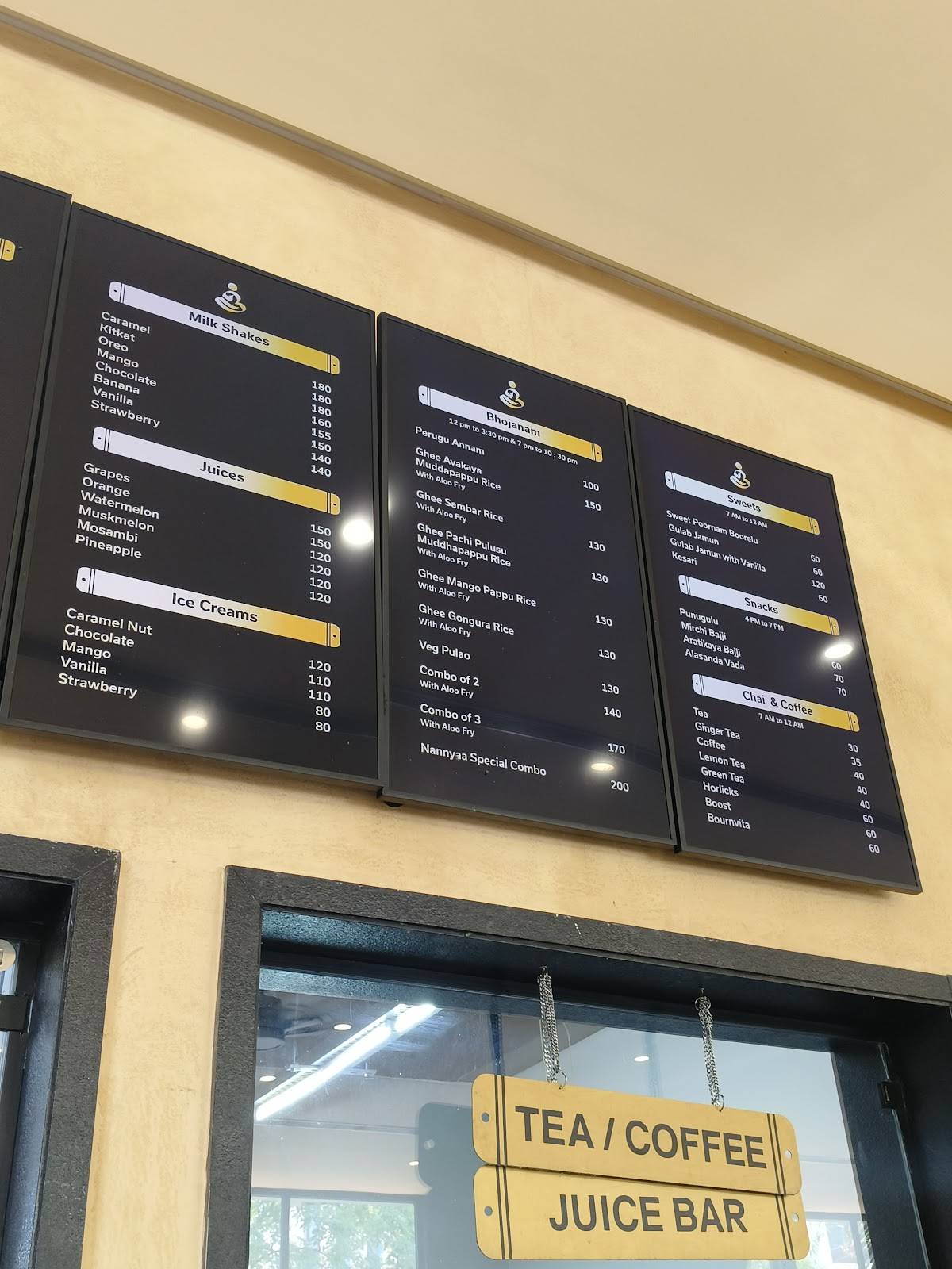 Menu at Nannayya, Hyderabad