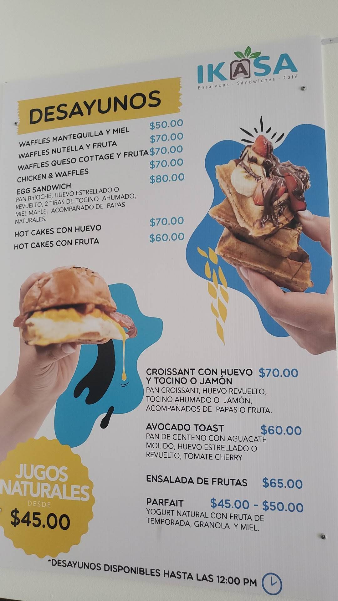 Menu at IKASA Café, Tijuana, Av. José López Portillo Pte. 1460