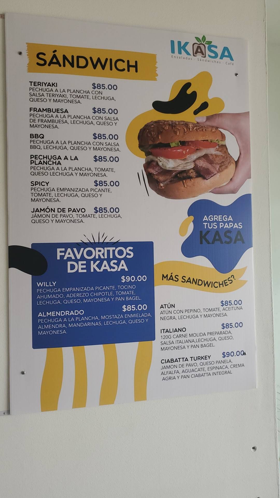 Menu at IKASA Café, Tijuana, Av. José López Portillo Pte. 1460