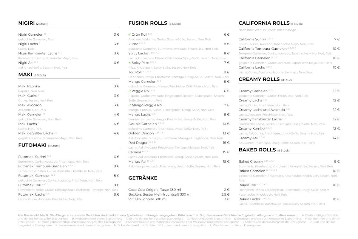 Menu at IKIGAI pub & bar, Siegen
