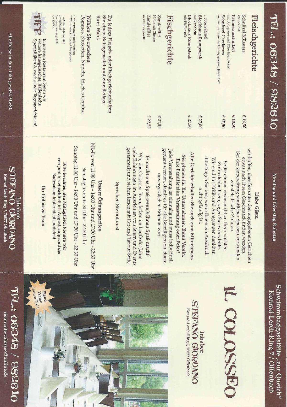 Speisekarte von IL COLOSSEO restaurant, Offenbach an der Queich, Konrad ...