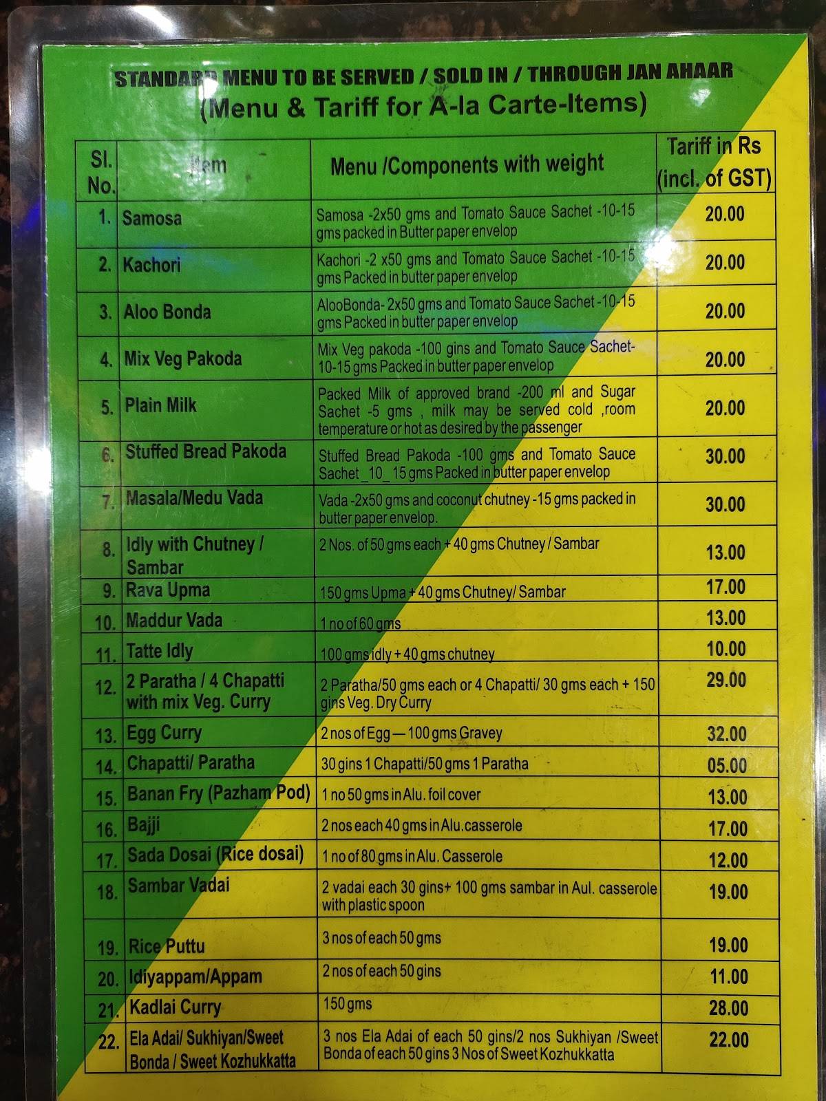 Menu at IRCTC RESTAURANT CUM FOOD PLAZA (SEALDAH), Kolkata