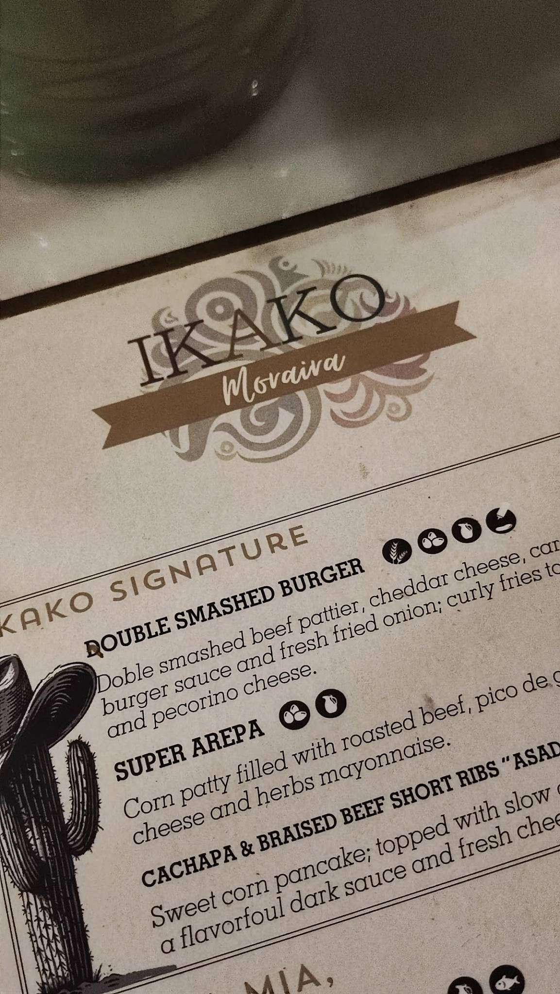 Carta del restaurante Ikako Moraira, Moraira