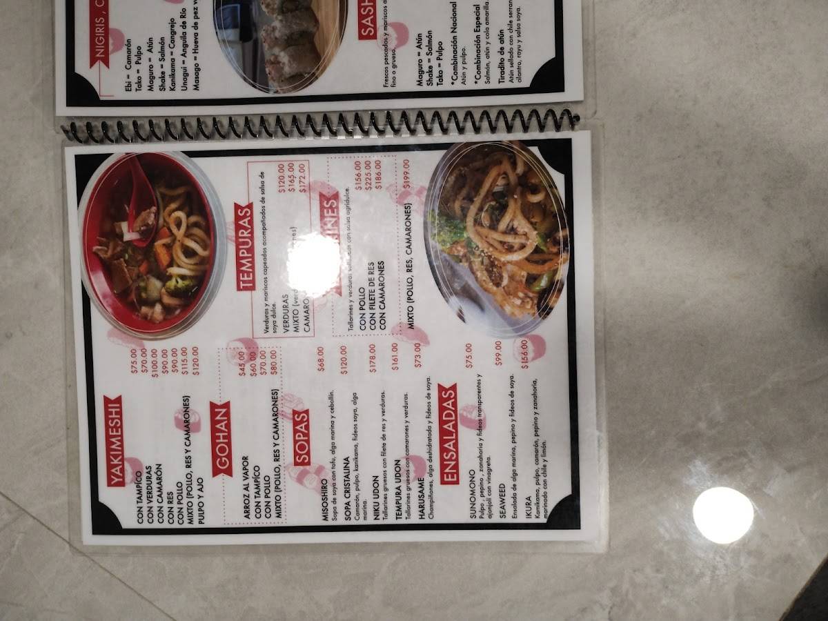 Carta del restaurante Ikura Nippon Shoku, Cancún