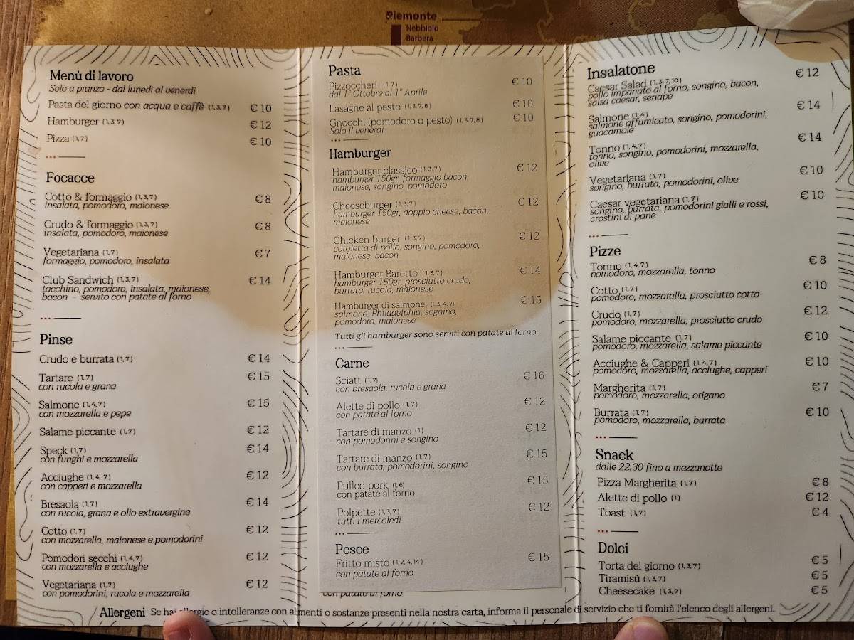 Menu da Il Baretto, Moltrasio, Via Roma