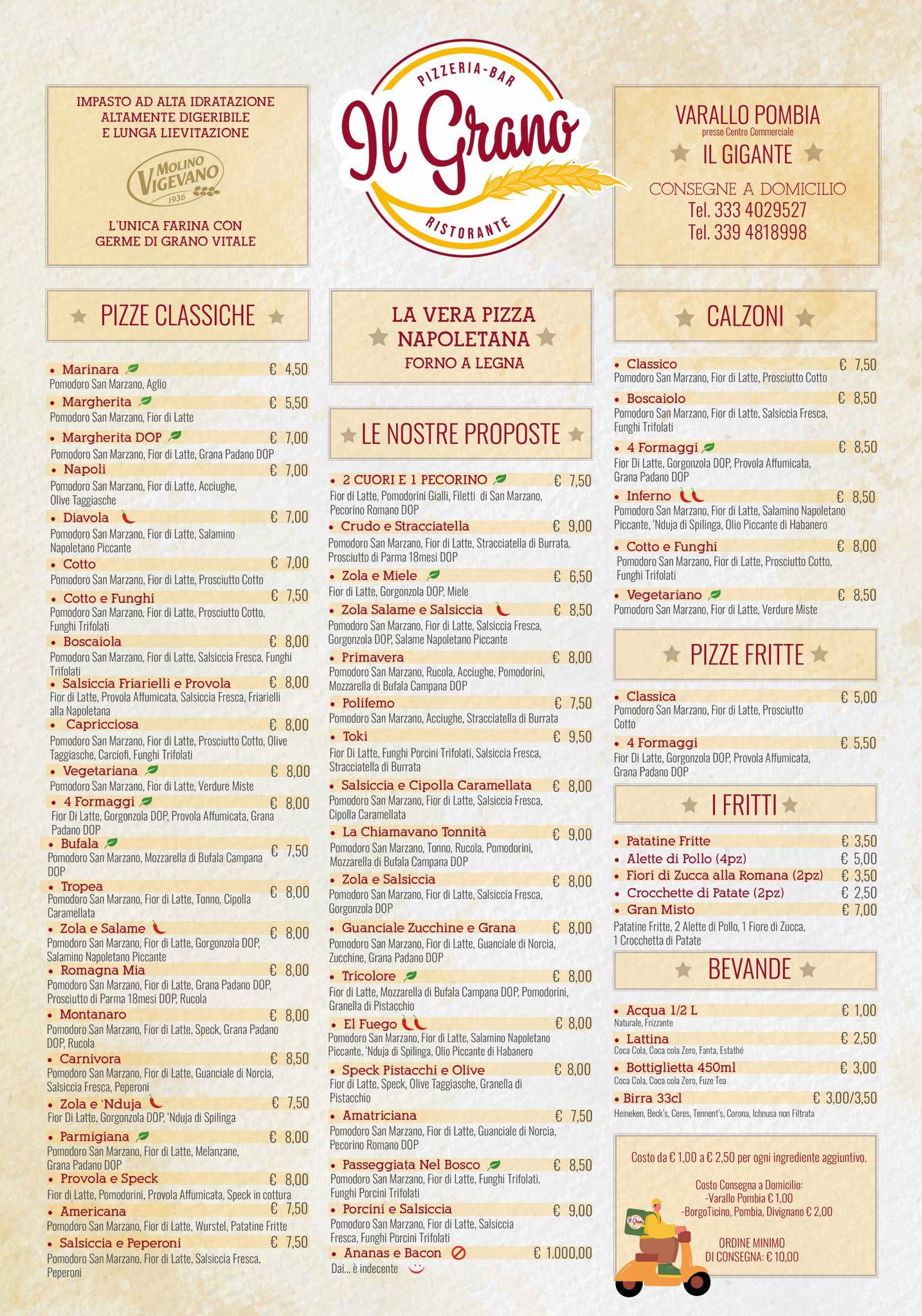 Menu da Il Grano pub & bar, Varallo Pombia