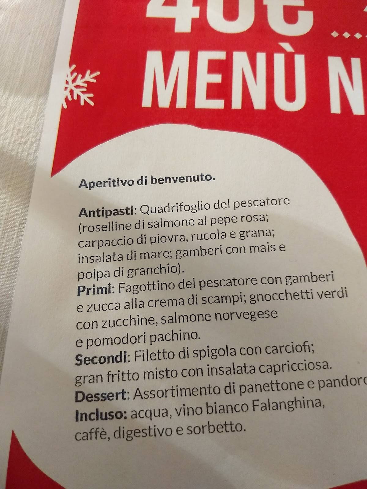 Menu da Il Pescatore ristorante, Roma, Via Nomentana