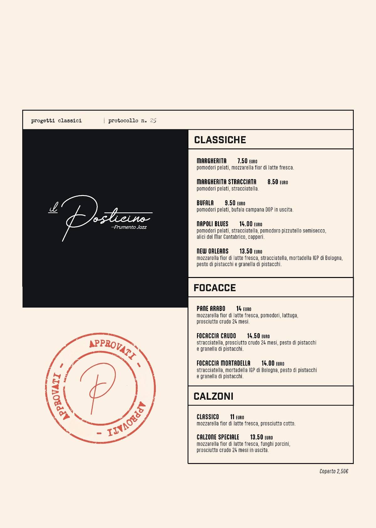 Menu da Il Posticino ristorante, Massa