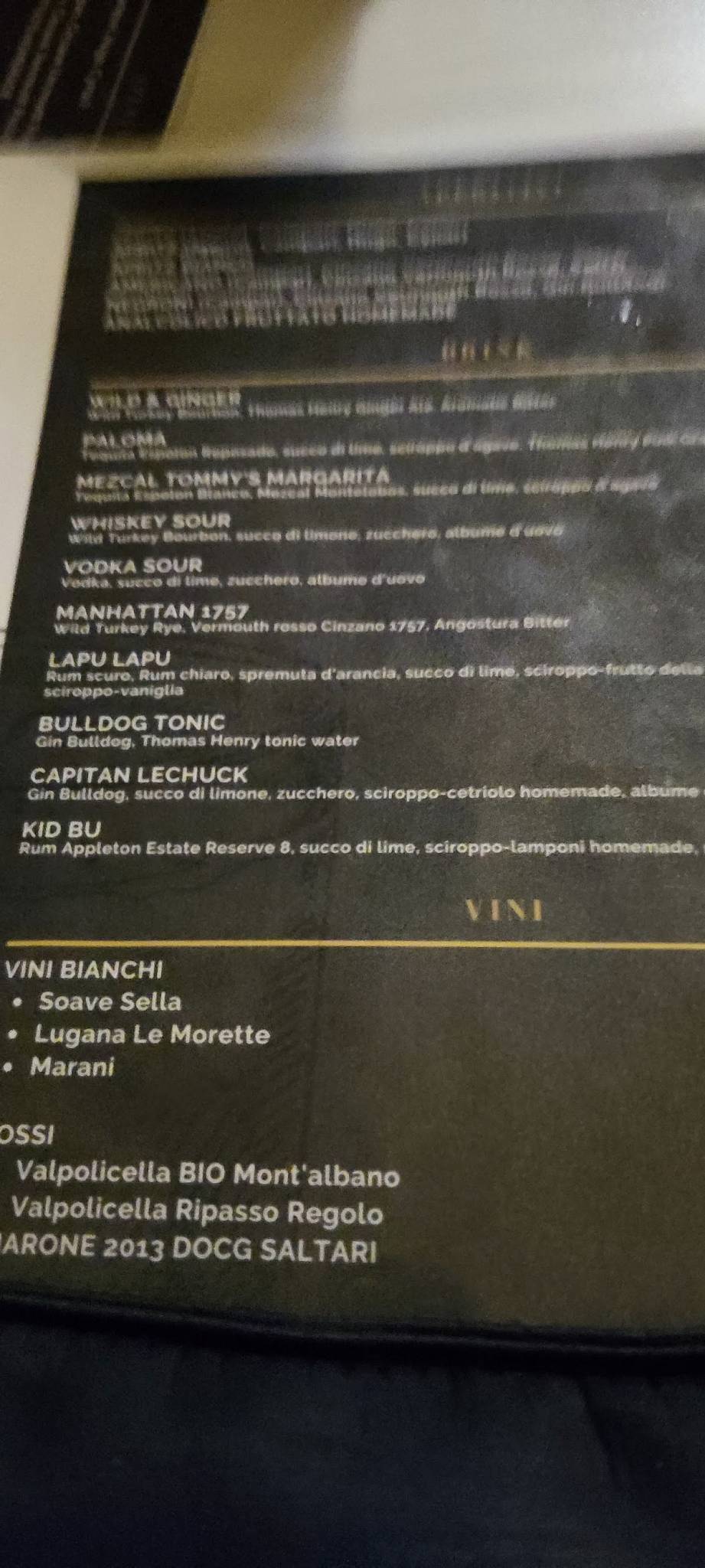 Menu da Il Posto pub & bar, Verona