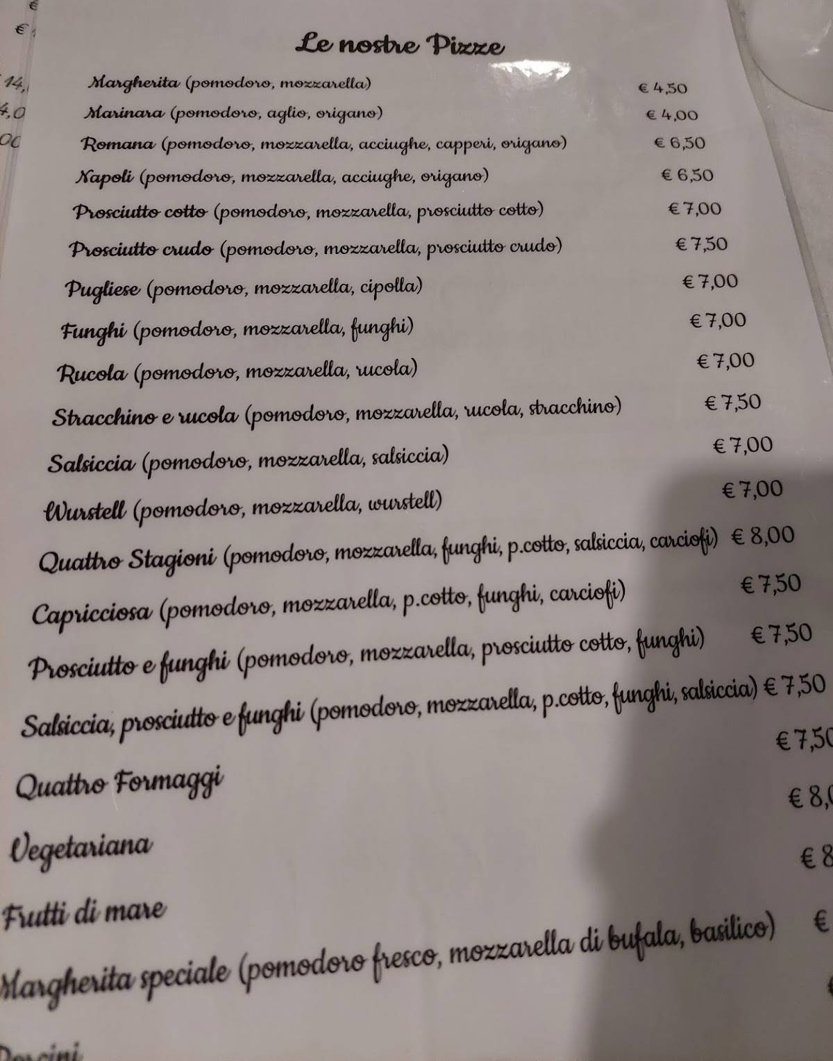 Menu da Il Rustico ristorante, Albinea